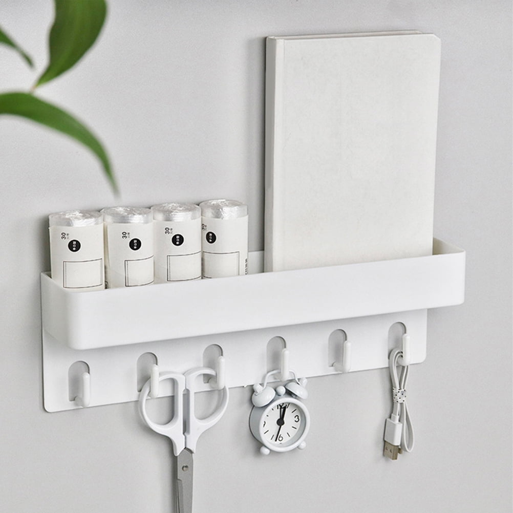 PTOOTP White Plastic Wall Hook and Key Rack Organizer, Wall-Mounted ...