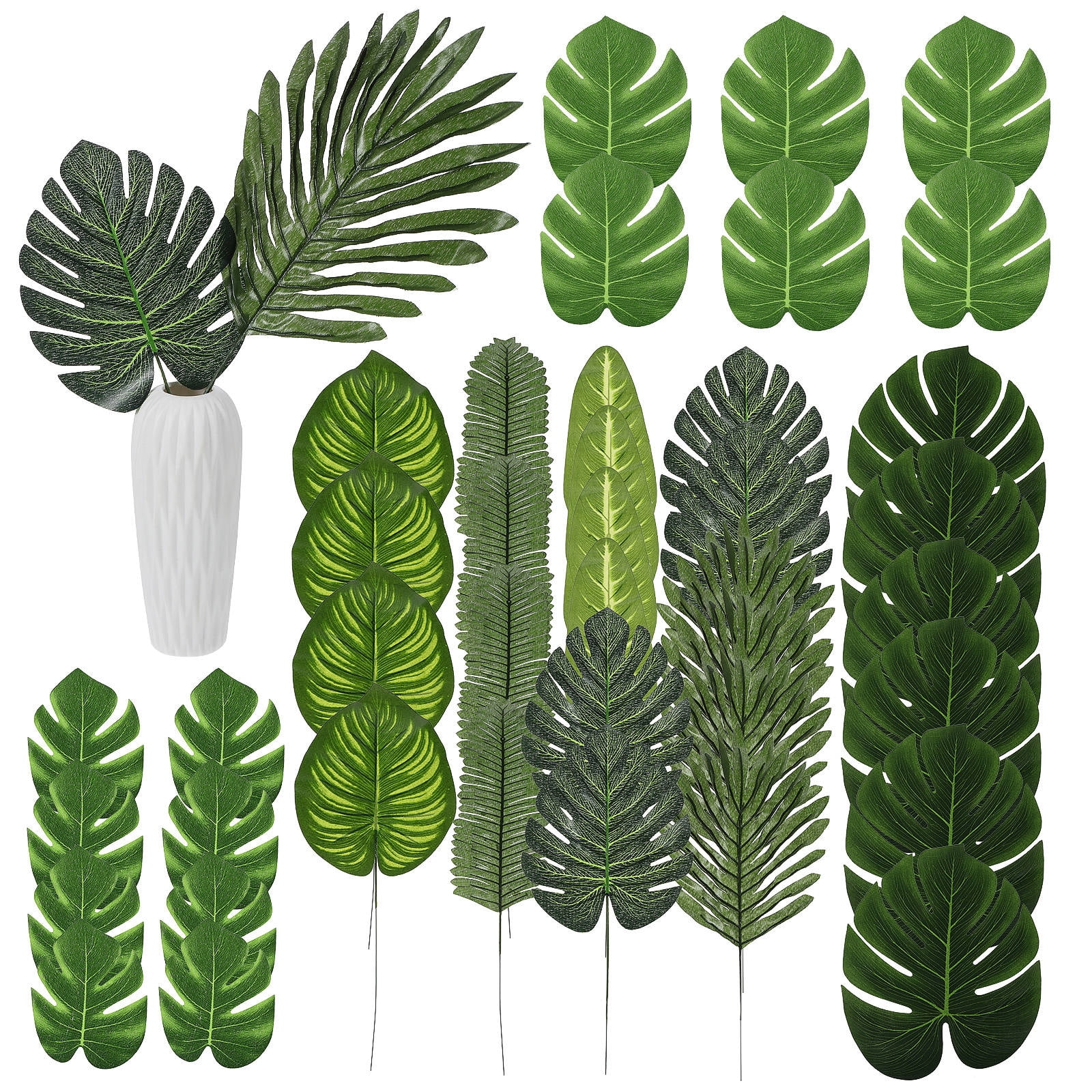 PTOOTP Wedding Parties 40Pcs Green Artificial Palm Leaves for Table ...