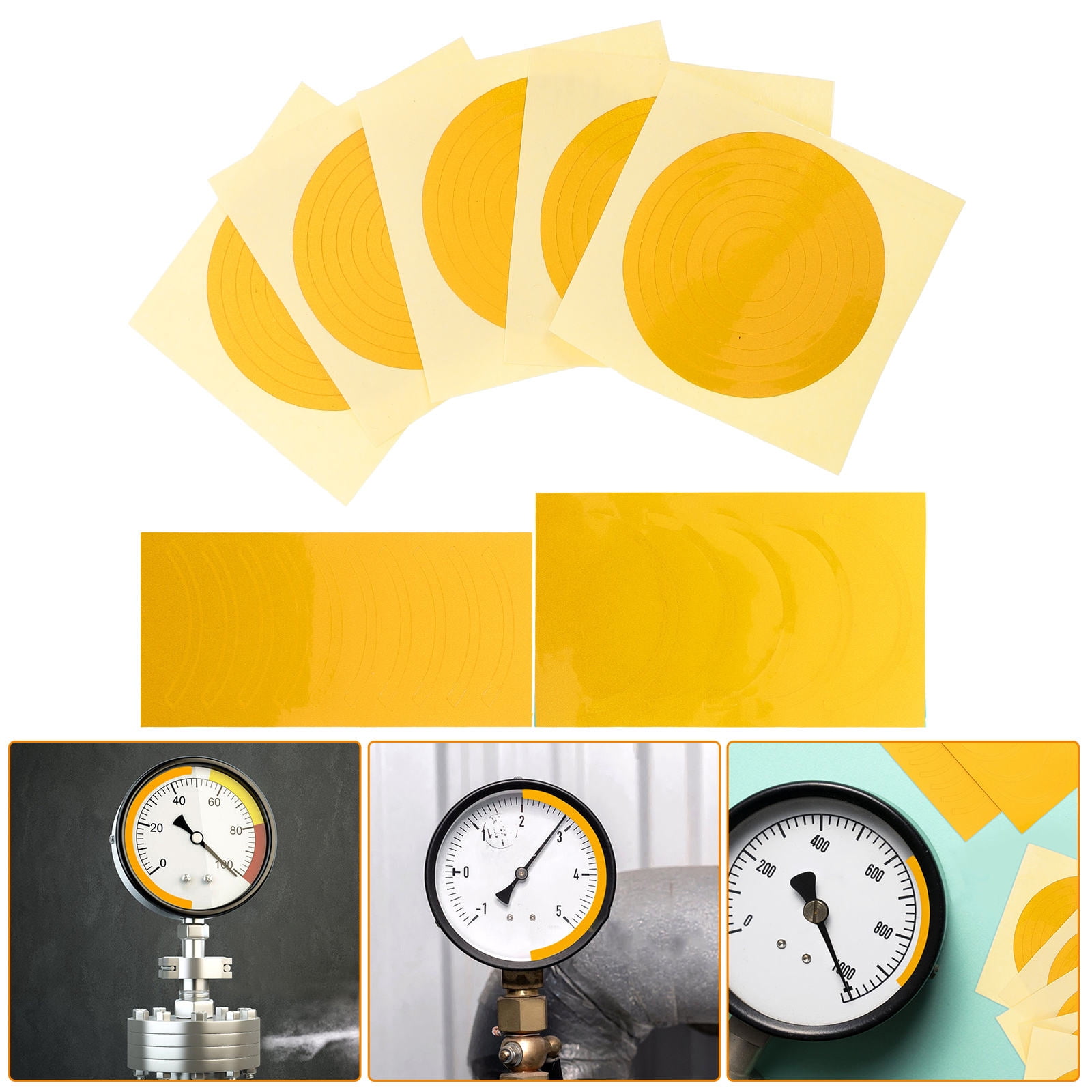 PTOOTP Pressure Gauge Indication Stickers Yellow Adhesive Labels Strong ...