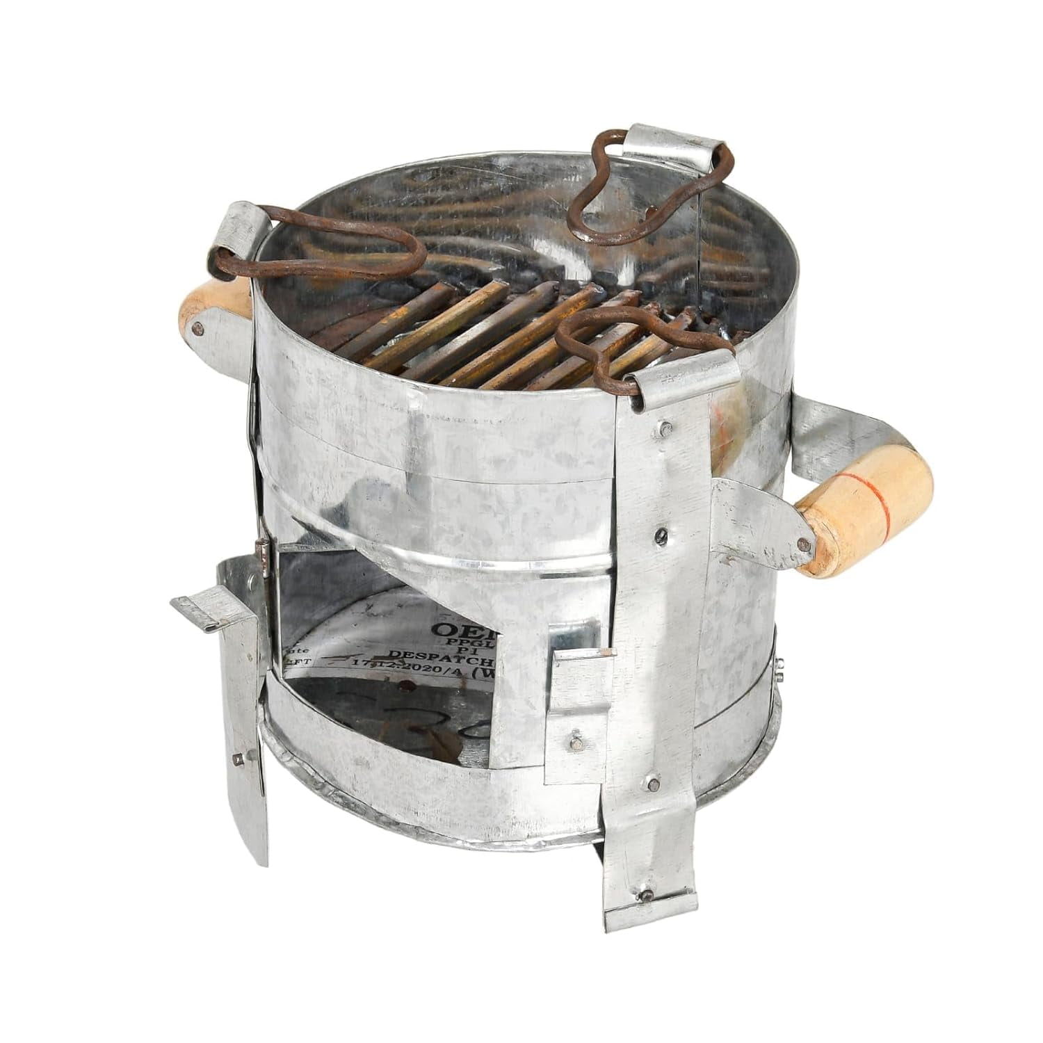 PTR Handmade Iron Sigdi with Free Iron Chimta Tong Indian Traditional Sigdi Pure Iron Metal Ash ...