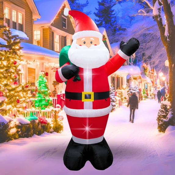 PTS 12FT Inflatable Santa Outdoor Decoration, Christmas Blow Up Yard ...