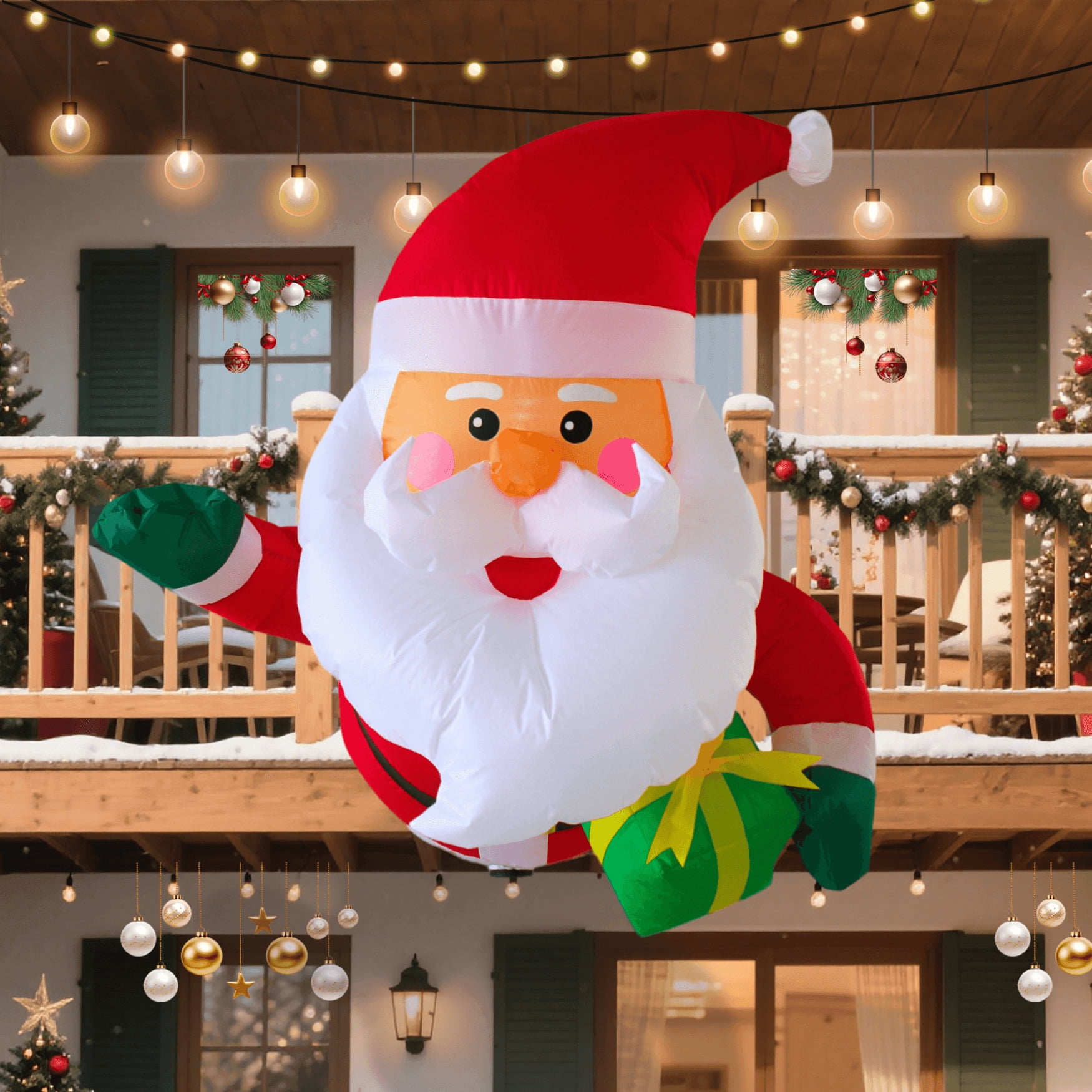 4FT Christmas Inflatable Hanging Santa Claus Decoration - Walmart.com