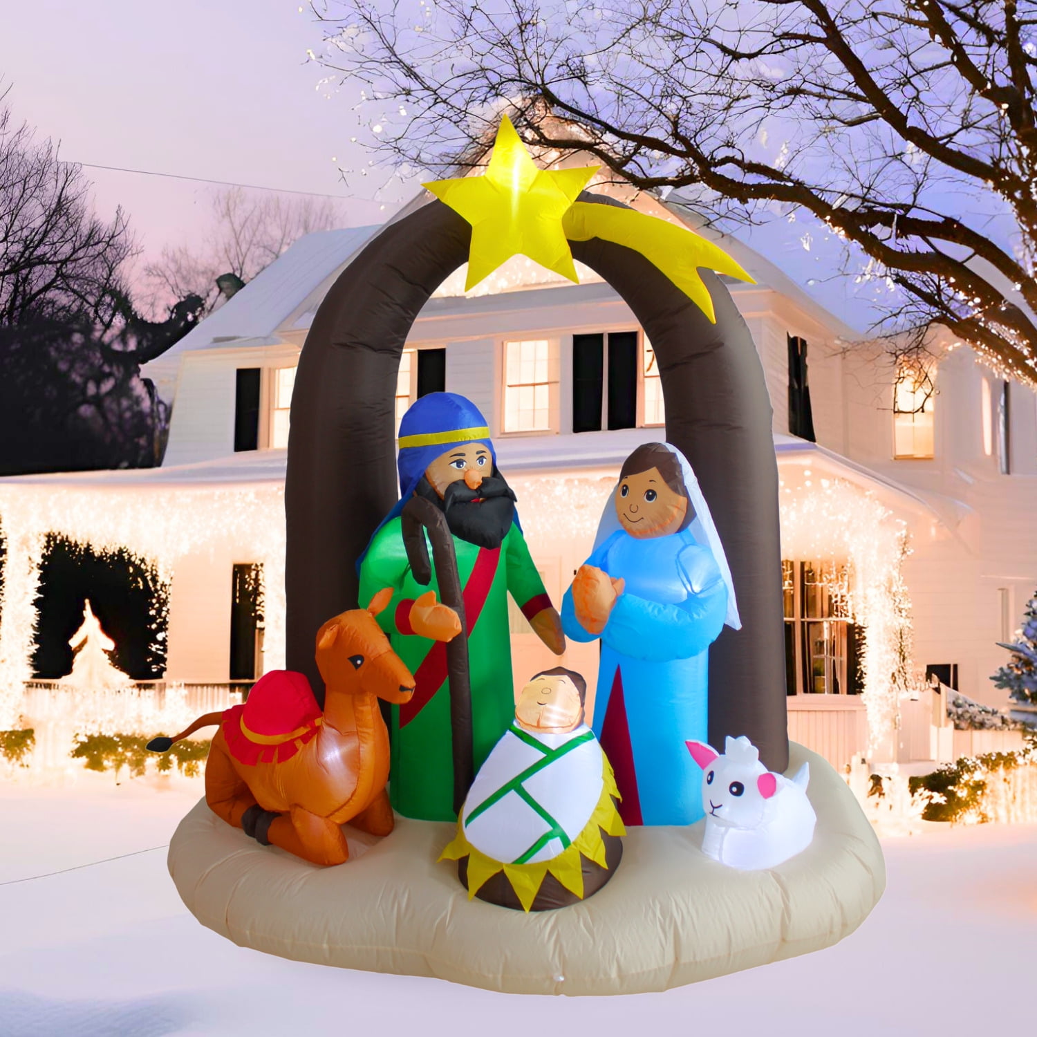 PTS 6FT Christmas Inflatable Inflatable Nativity Scene for Outdoor ...
