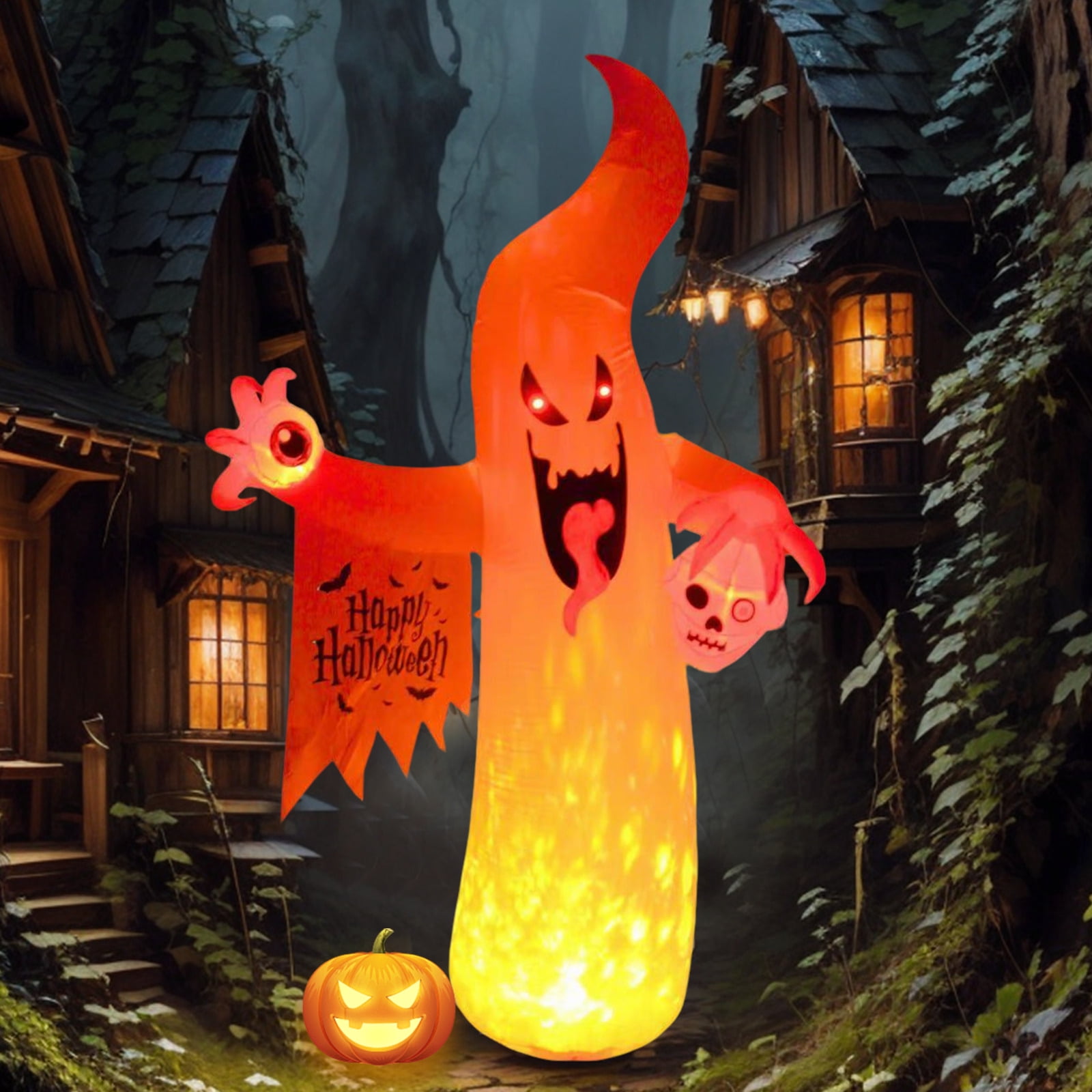 PTS 8FT Inflatable Ghost with Skull Outdoor Decoration - Walmart.com