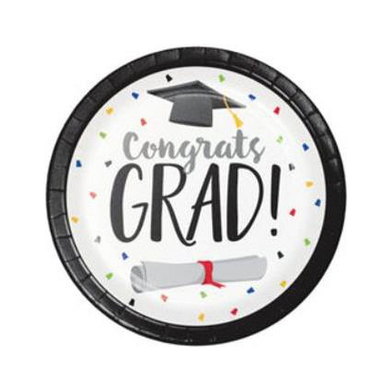 PTYC 349685 7 in. Dia. Graduation Fun Congrats Grad Luncheon Plate ...