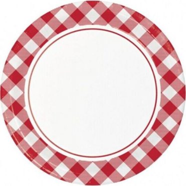 Gingham Oval Paper Plates, 12.25 in, Red and White, 8ct - Walmart.com