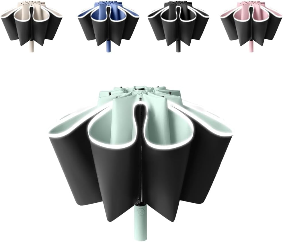 PTYSQJGDX Travel Folding Inverted Reverse Umbrella Compact Windproof ...