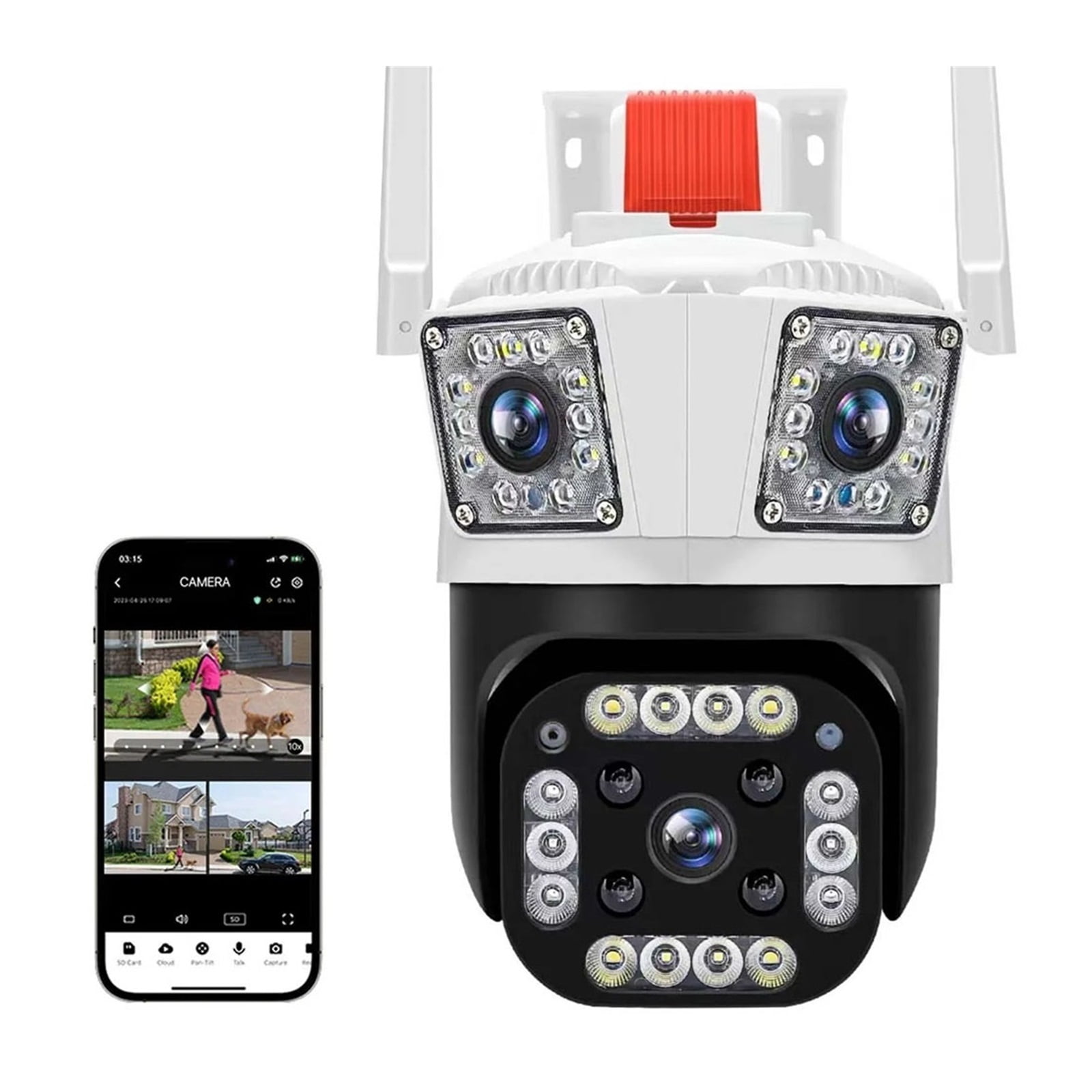 PTZ Camera, 6K 12MP Three Lens PTZ Camera With Three Screen Ai Human ...