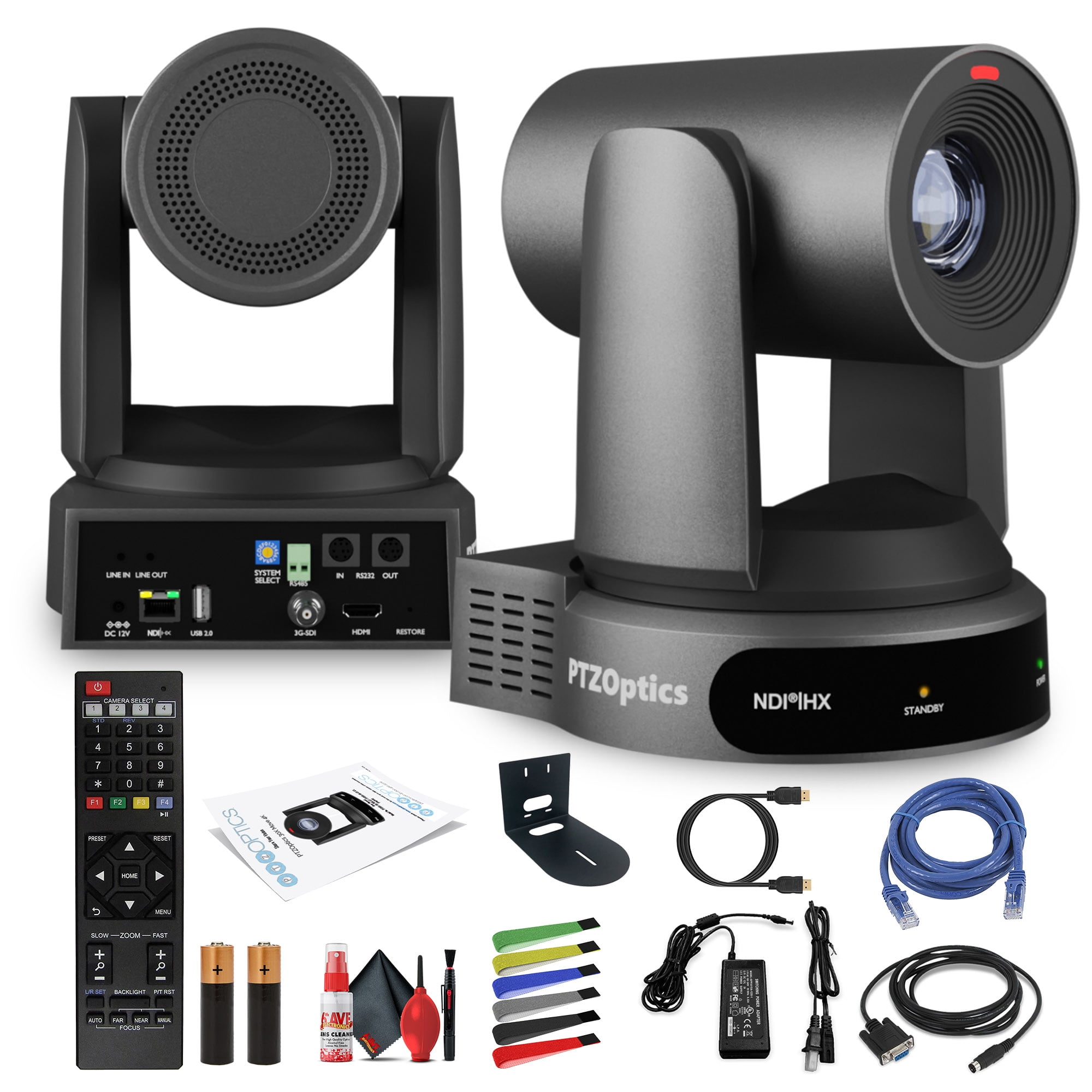 PTZOptics Move 4K SDI/HDMI/USB/IP PTZ Camera with 30x Optical Zoom (Gray) + Universal Wall Mount ...