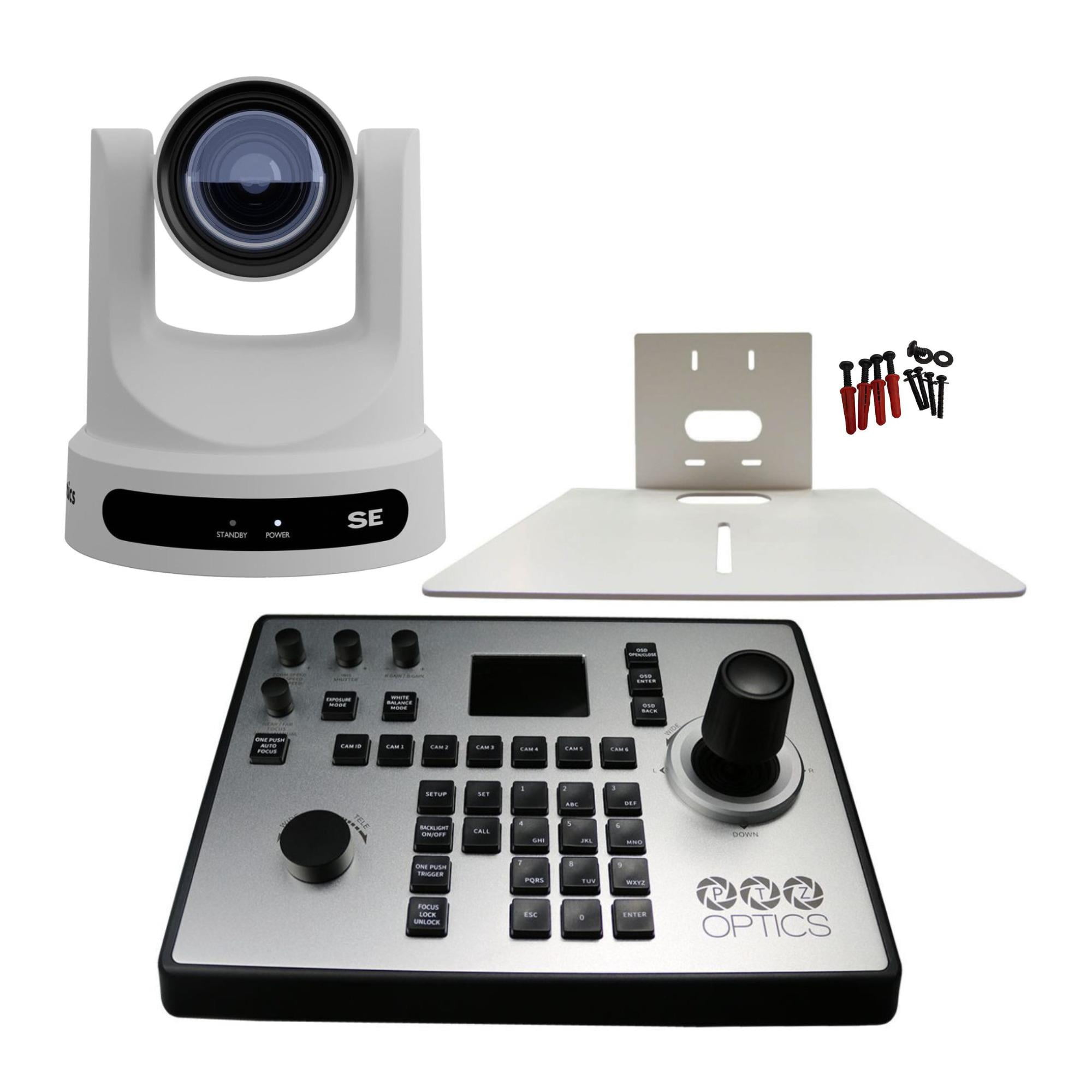PTZOptics Move SE PTZ Camera with 30x Optical Zoom (White) with PT-Joy ...