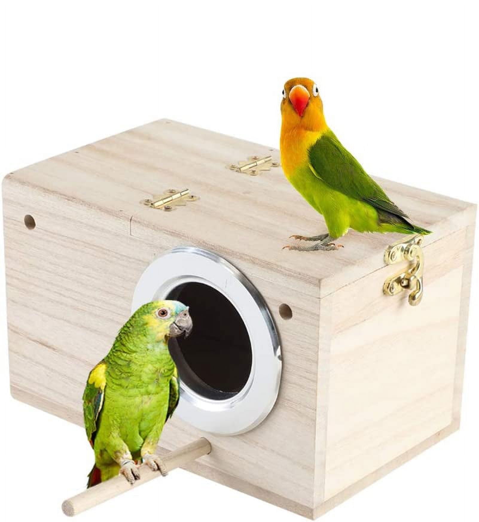 PTZZ Parakeet Nest Box Bird cage with Natural Pine Wood, Bird Nest ...