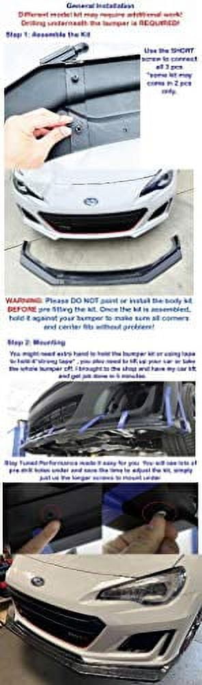 PU/681/PCF Carbon Fiber Print Front Bumper Body Kit Lip 3PCS Compaitble with 2014-2018 Mazda3 ...