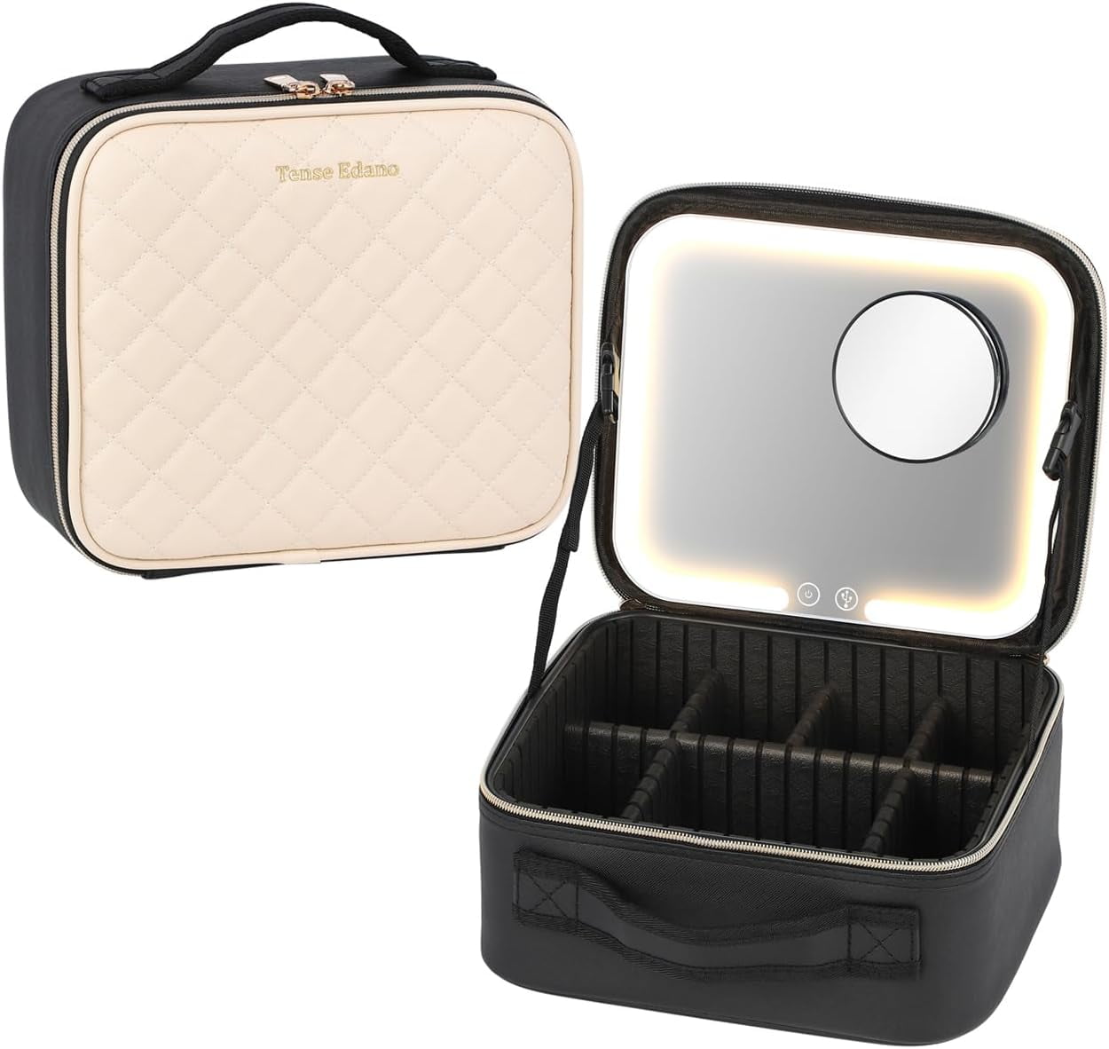 PU Cosmetics Train Case with Removable LED Lighted Mirror Rechargeable ...