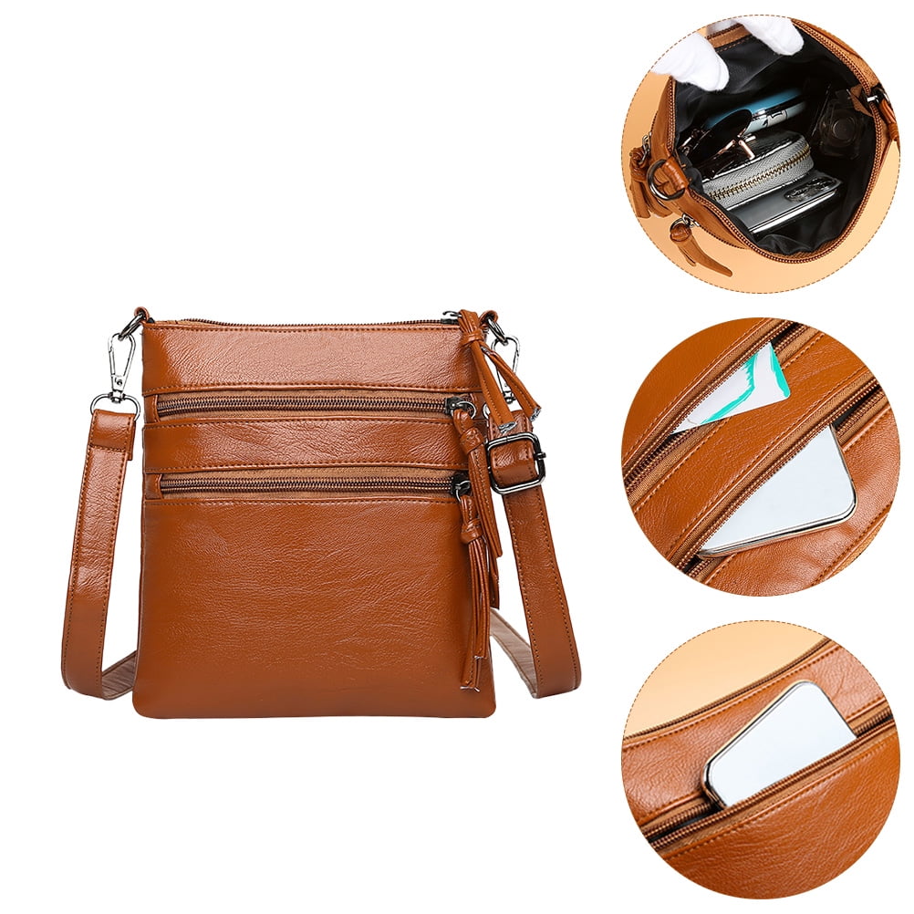 Pu Cross Body Bag 1pc Retro Pu Crossbody Bag Shoulder Bag Zipper Cross