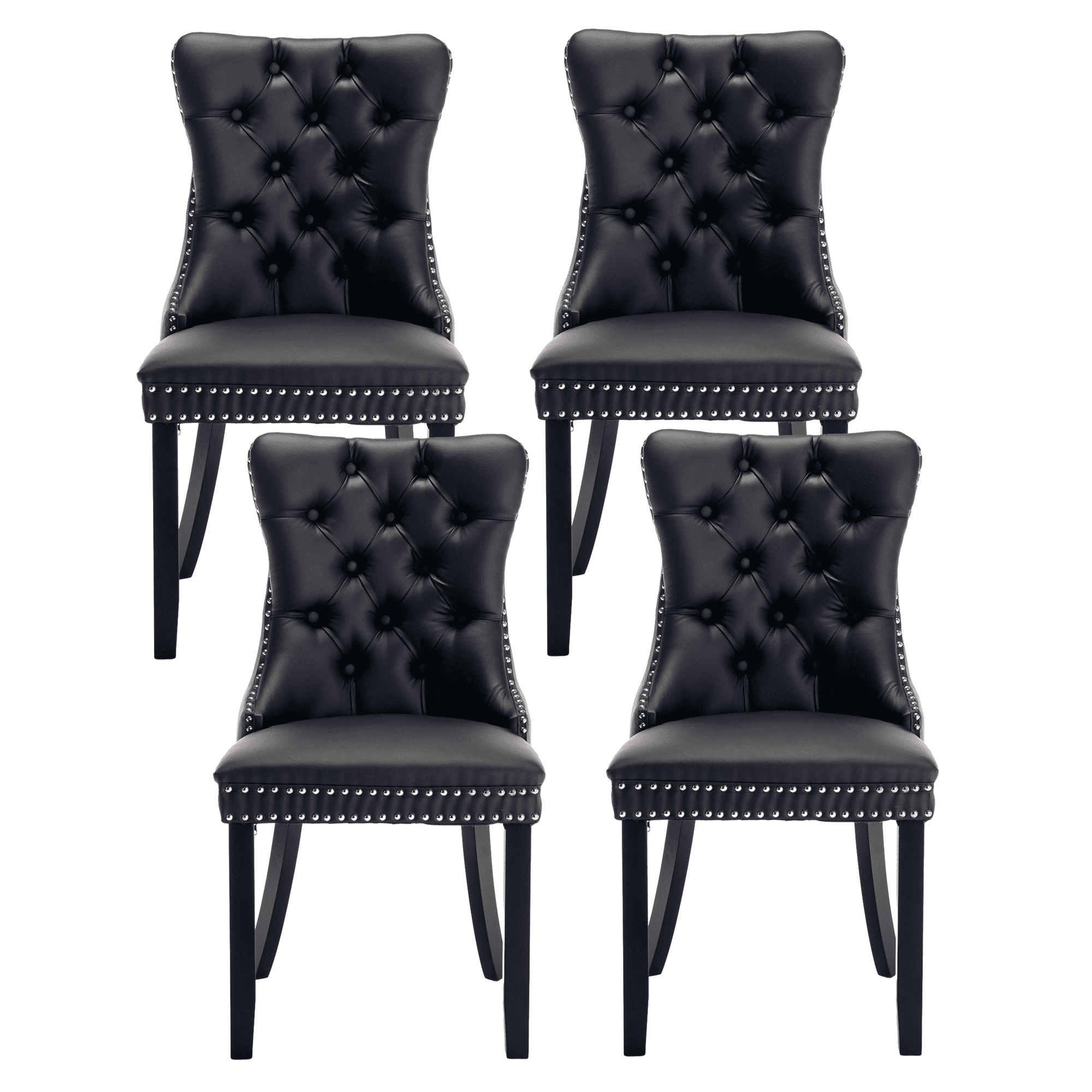 PU Dining Chairs, Accent Diner Chairs with Nailhead Trim and Back Ring ...