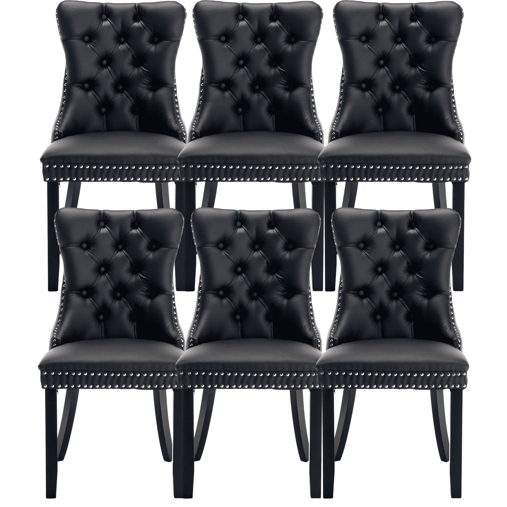 PU Dining Chairs, Accent Diner Chairs with Nailhead Trim and Back Ring ...