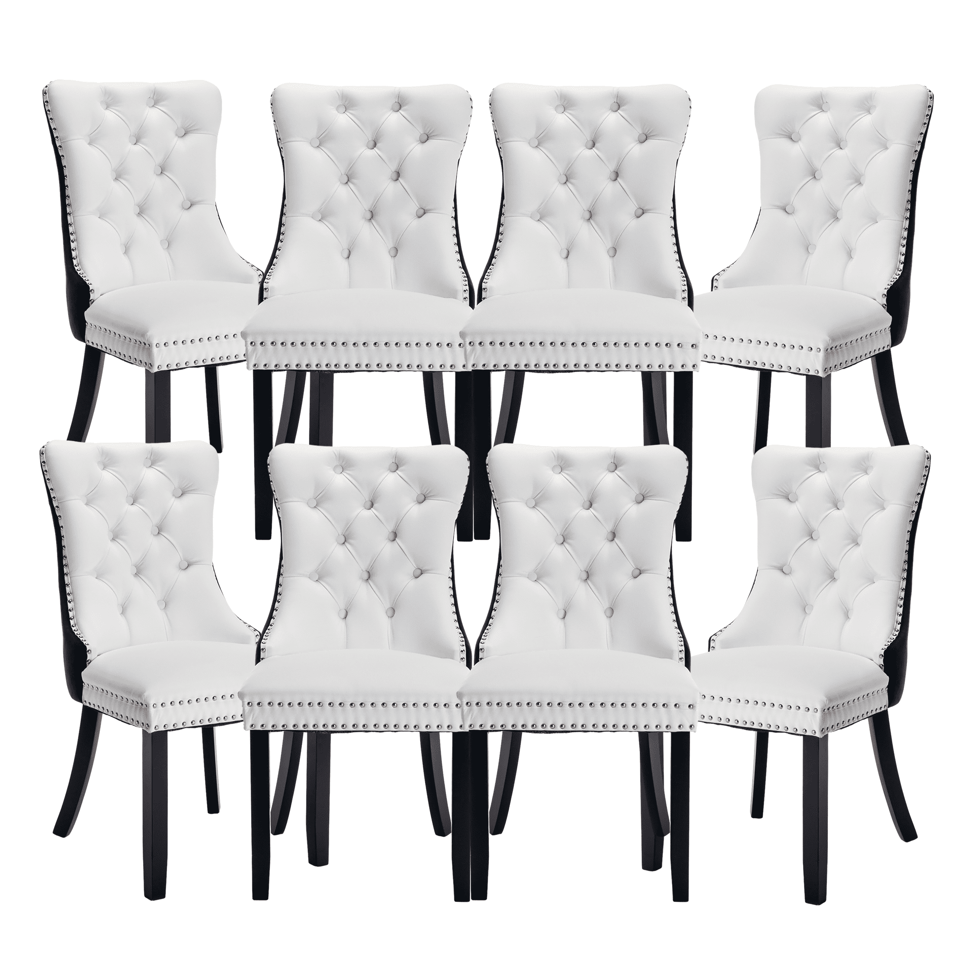 PU Dining Chairs, Accent Diner Chairs with Nailhead Trim and Back Ring ...
