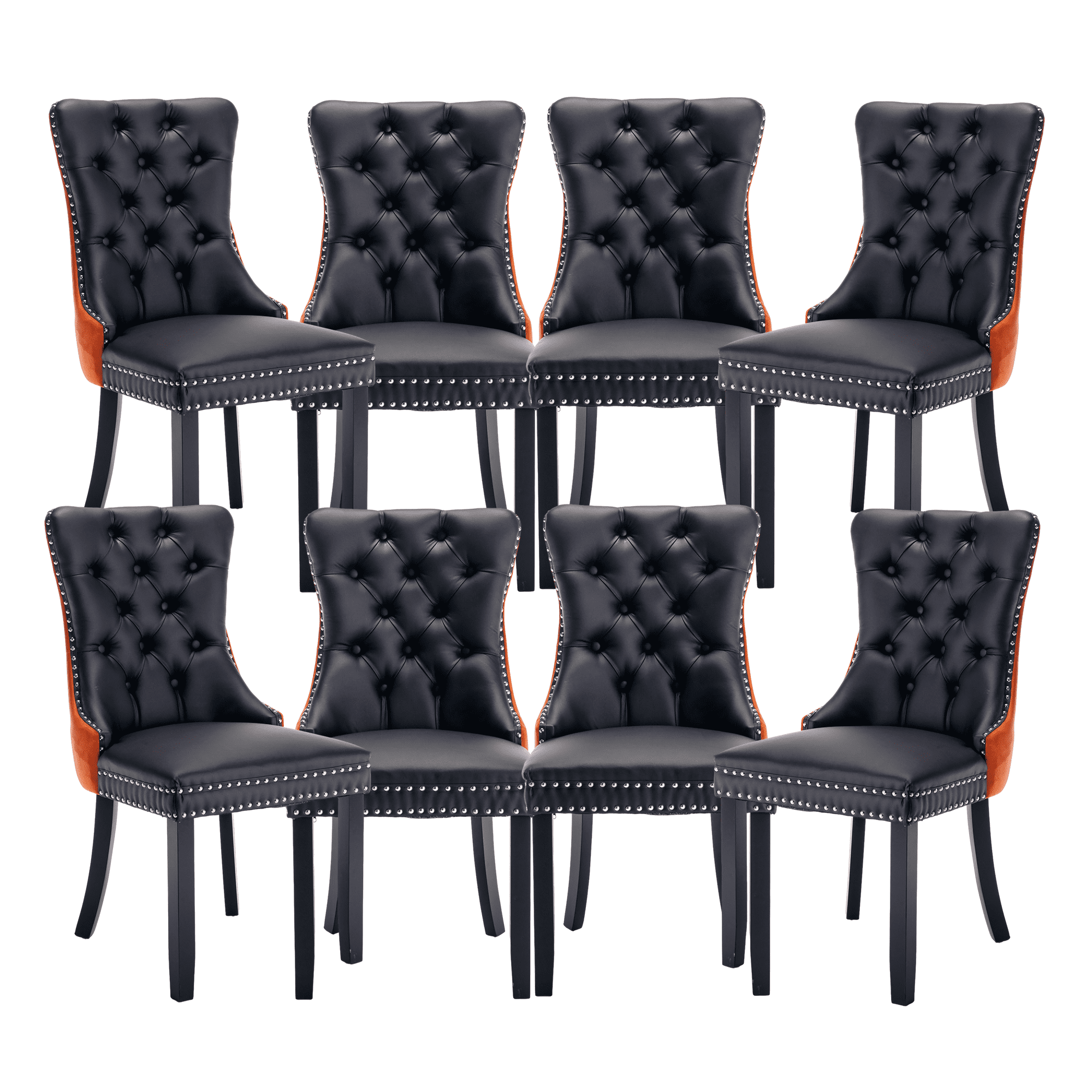 PU Dining Chairs, Accent Diner Chairs with Nailhead Trim and Back Ring ...