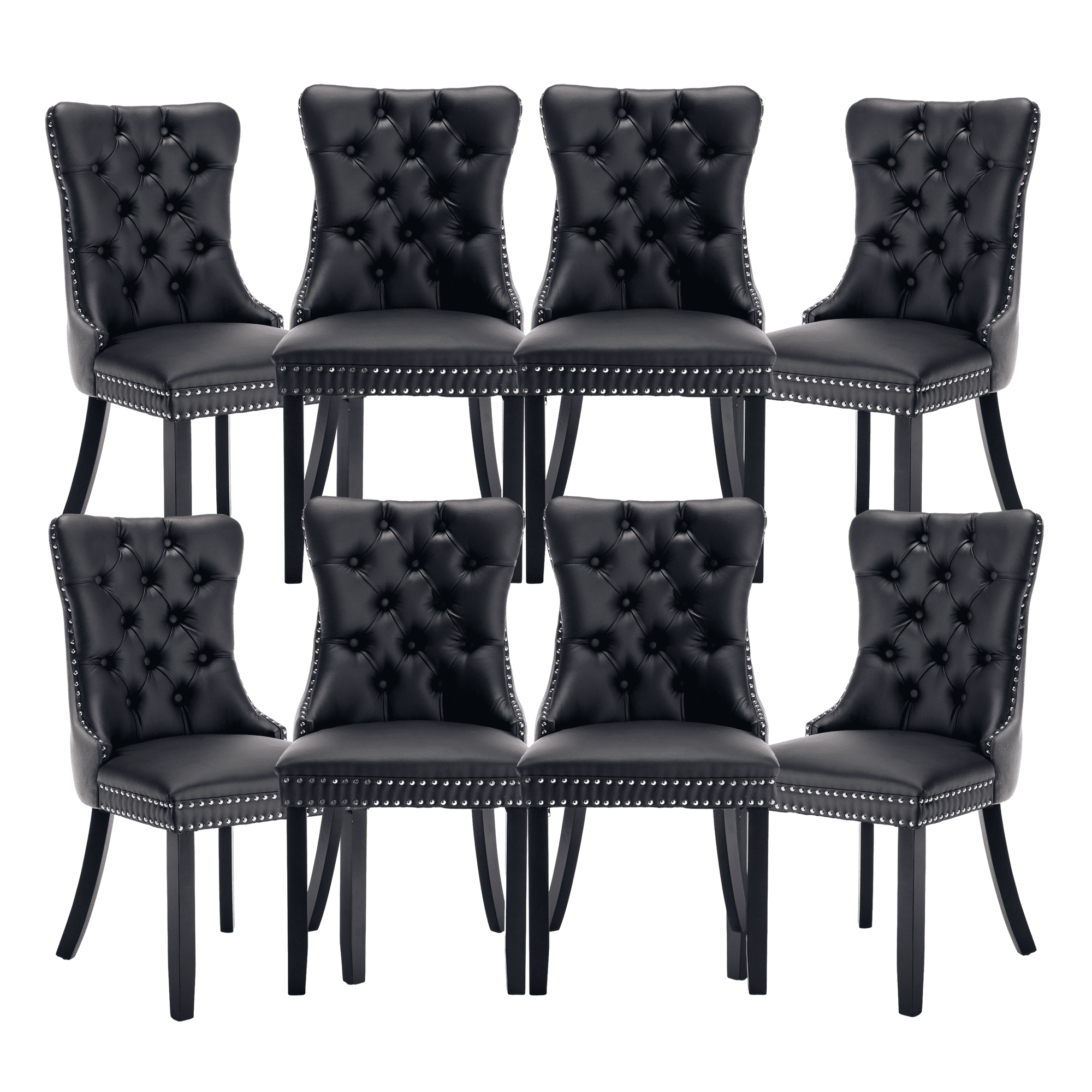 PU Dining Chairs, Accent Diner Chairs with Nailhead Trim and Back Ring ...