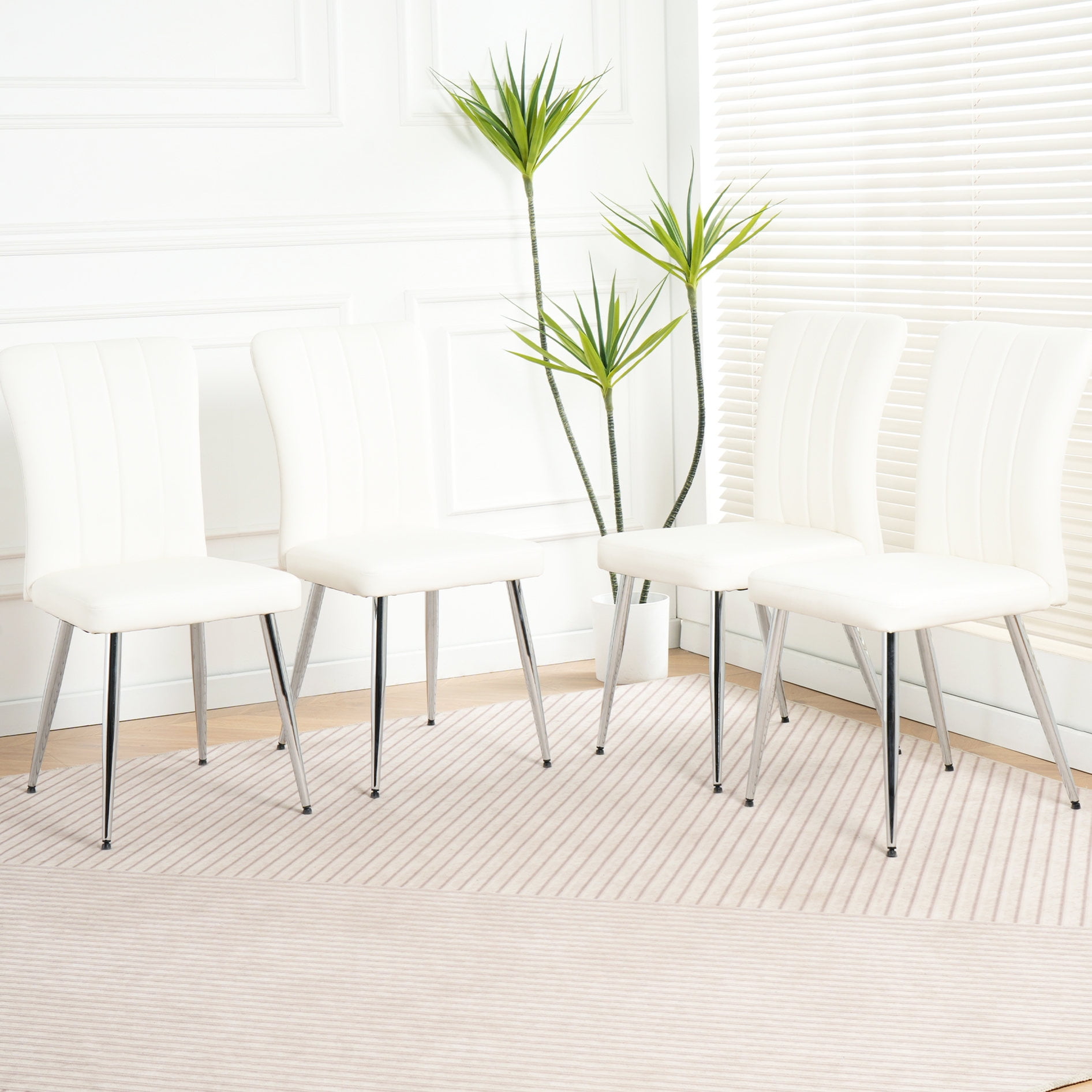 PU Dining Chairs in White Color | Suitable for Multiple Home Scenes ...