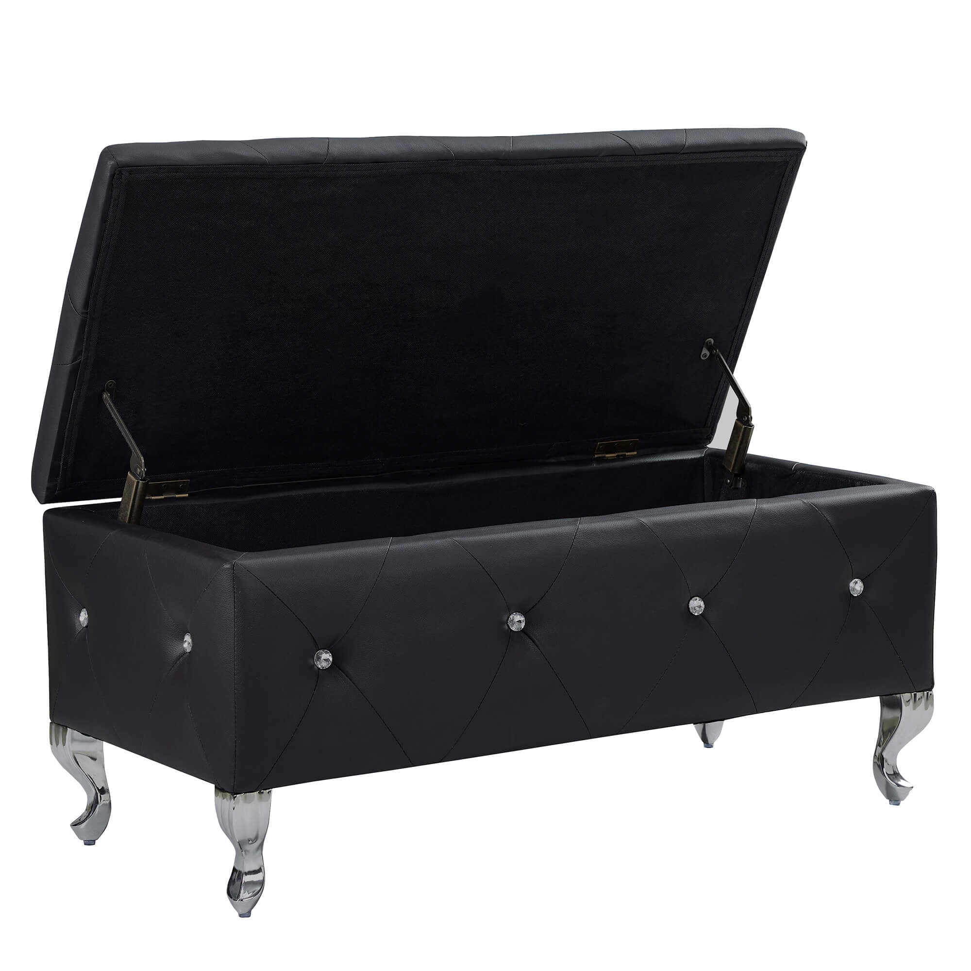 Pu Faux Leather Bedroom Storage Ottoman Benches End Of Bed Crystal
