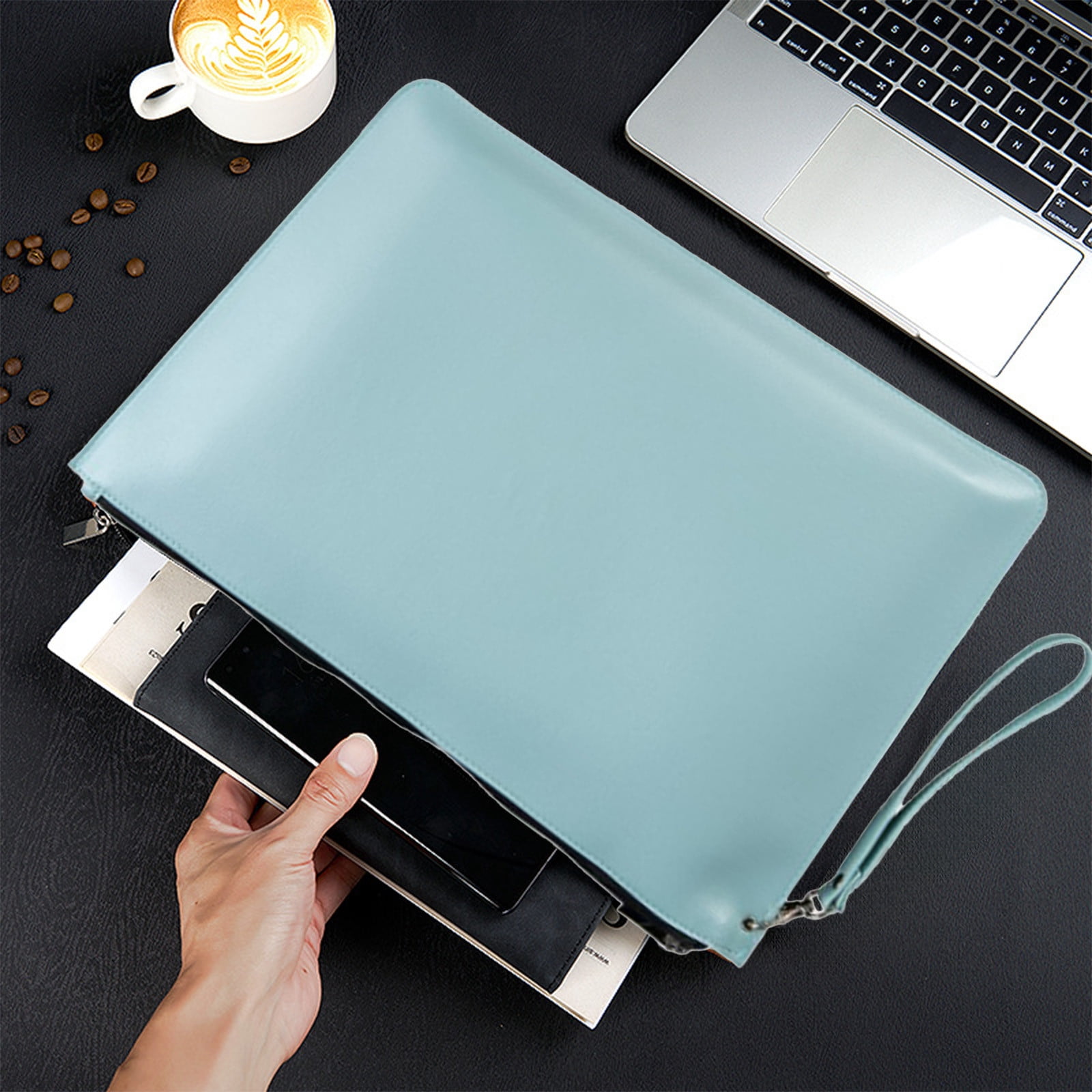 PU Leather A4 File Folder Zipper Document Holder Envelope Folder Case ...