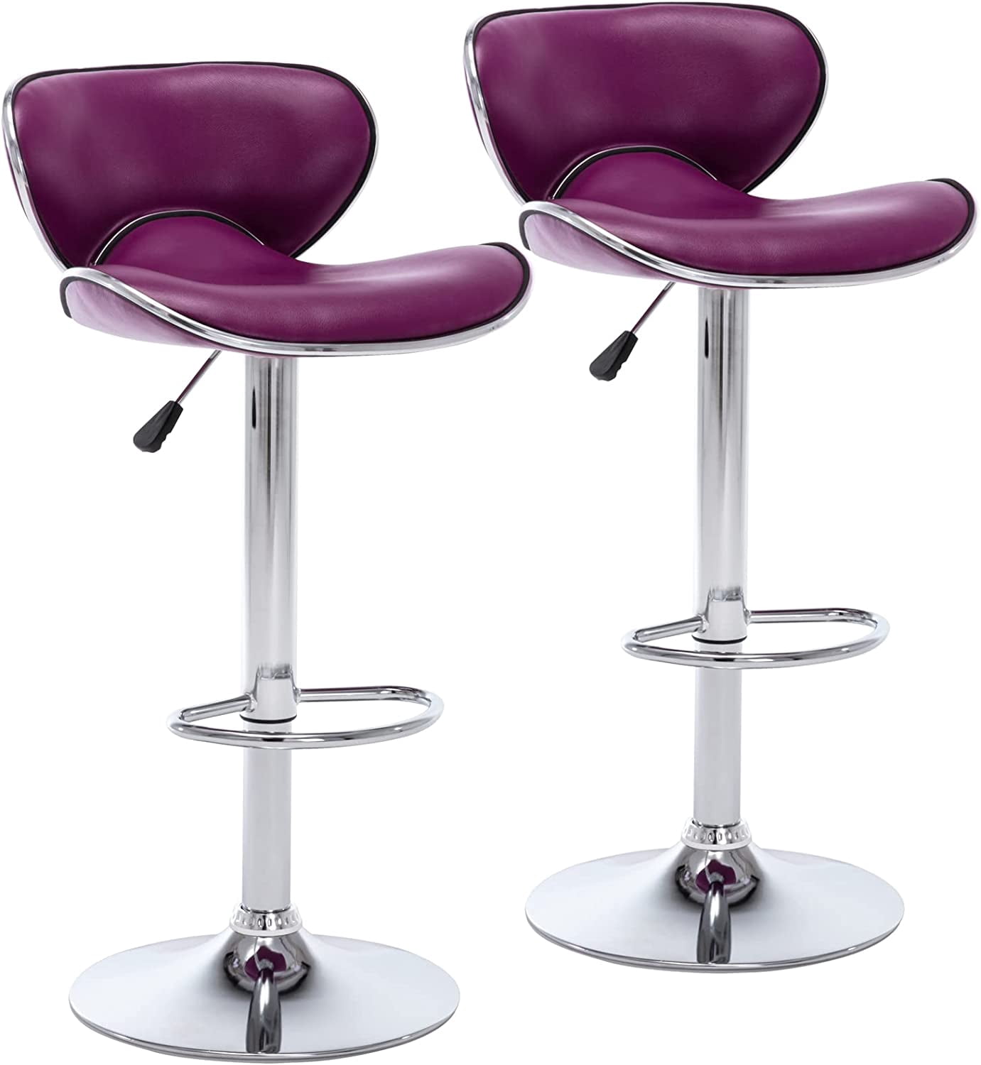 PU Leather Adjustable Bar Stools, Modern Swivel Airlift Barstools with ...
