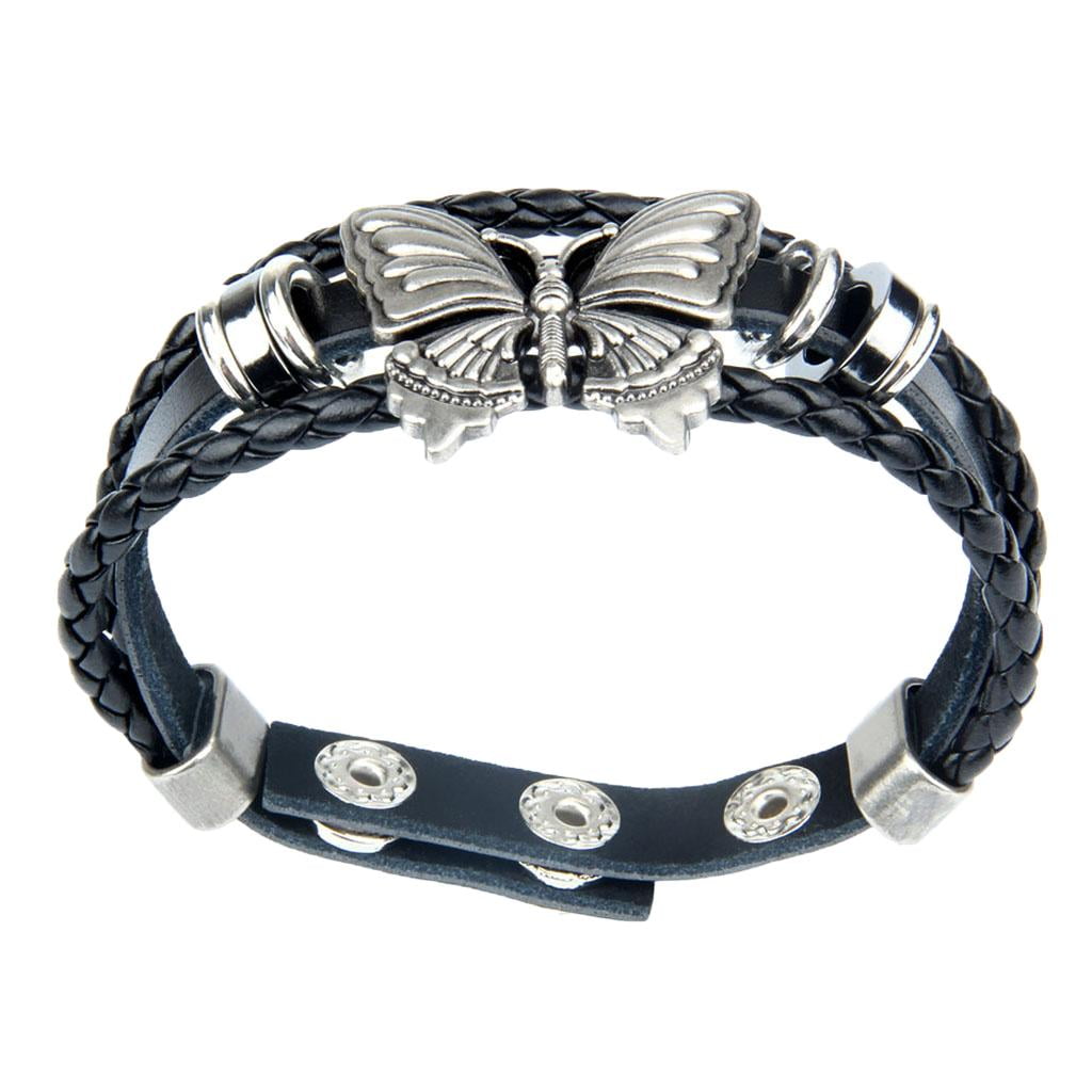 PU Leather Adjustable Braided Rope Cord Bracelet Punk Gothic Men A ...