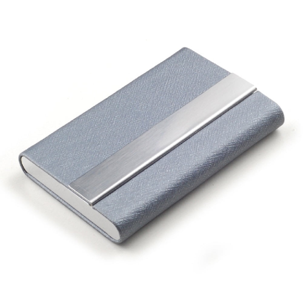 PU Leather Business Card Holder Case – Slim Metal ID & Credit Card ...
