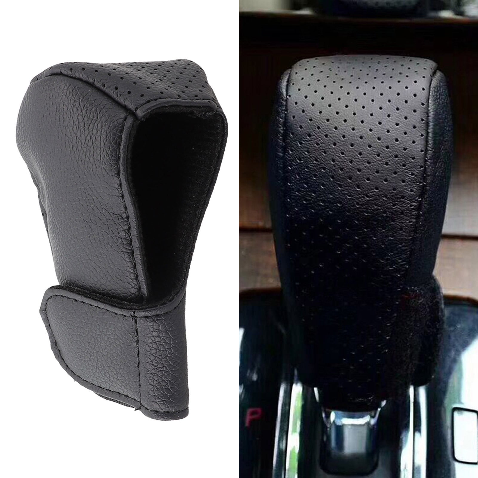 PU Leather Car Non-Slip Gear Hand Shift Knob Cover Handbrake Protector ...
