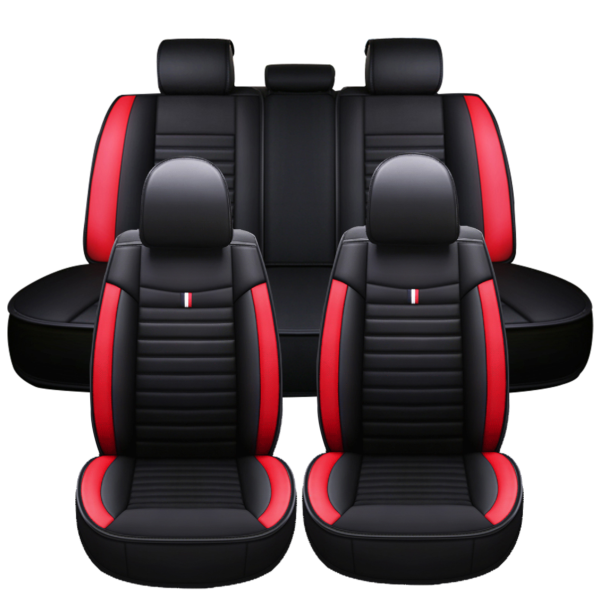 PU Leather Car Seat Cover Full Set 5-Seat Front&Rear Cushions Full Seat ...