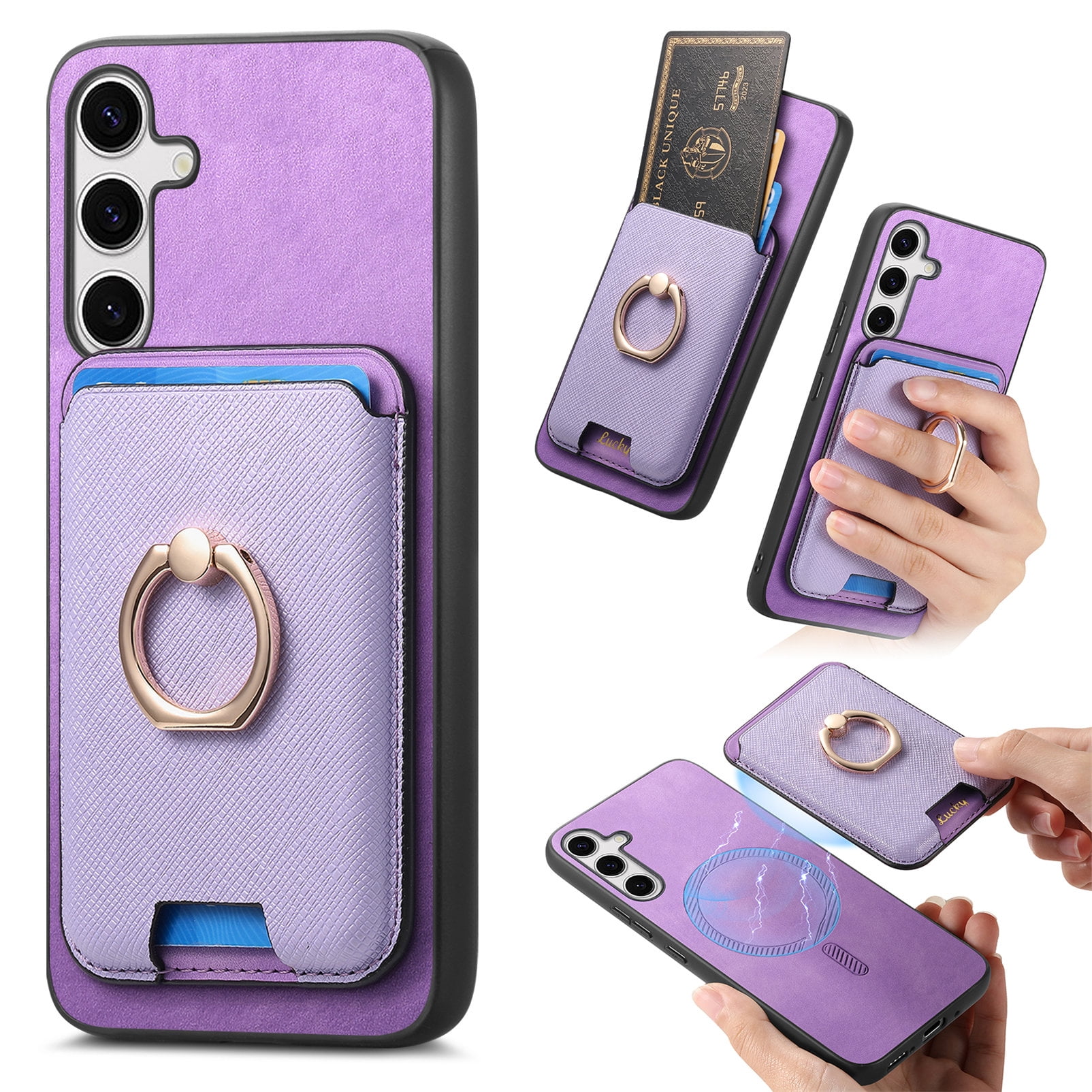 PU Leather Case for Samsung Galaxy A25 5G, Detachable Magnetic Card ...