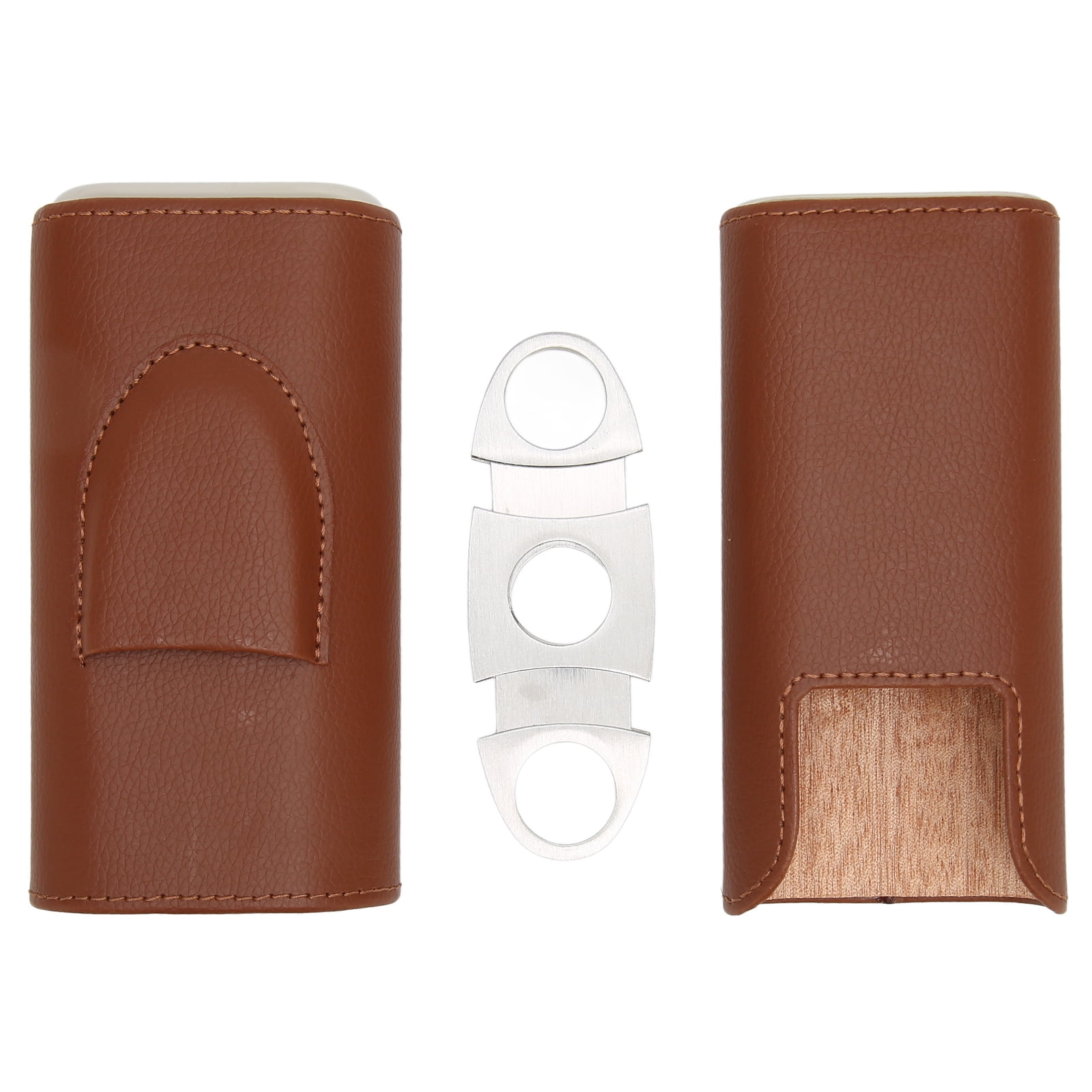 PU Leather Cigar Humidor Hold 3 Cigars Cedar Wood Liner Cigar Travel ...