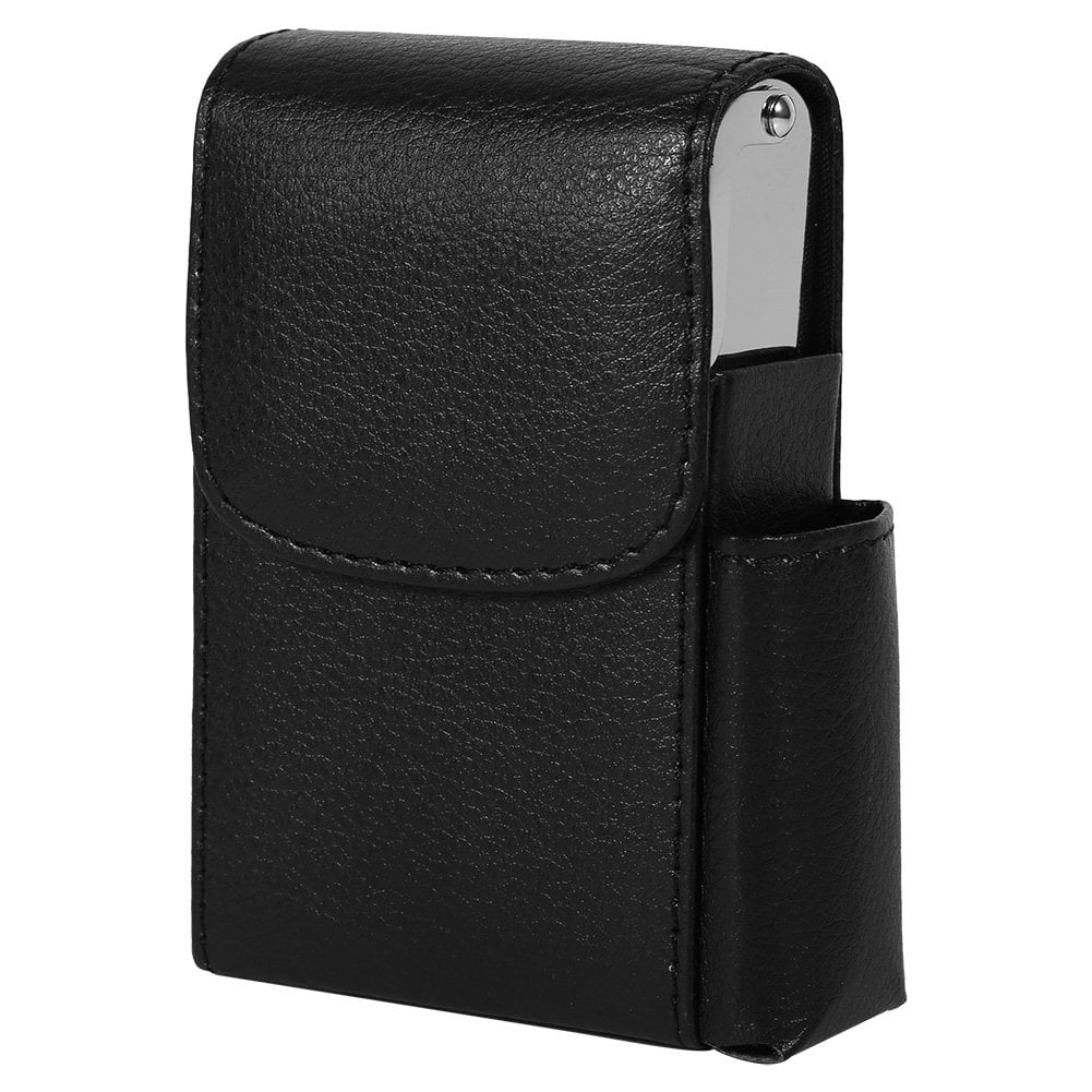 PU Leather Cigarette Box Case with Pouch Lighter Holder Cigarette Case ...