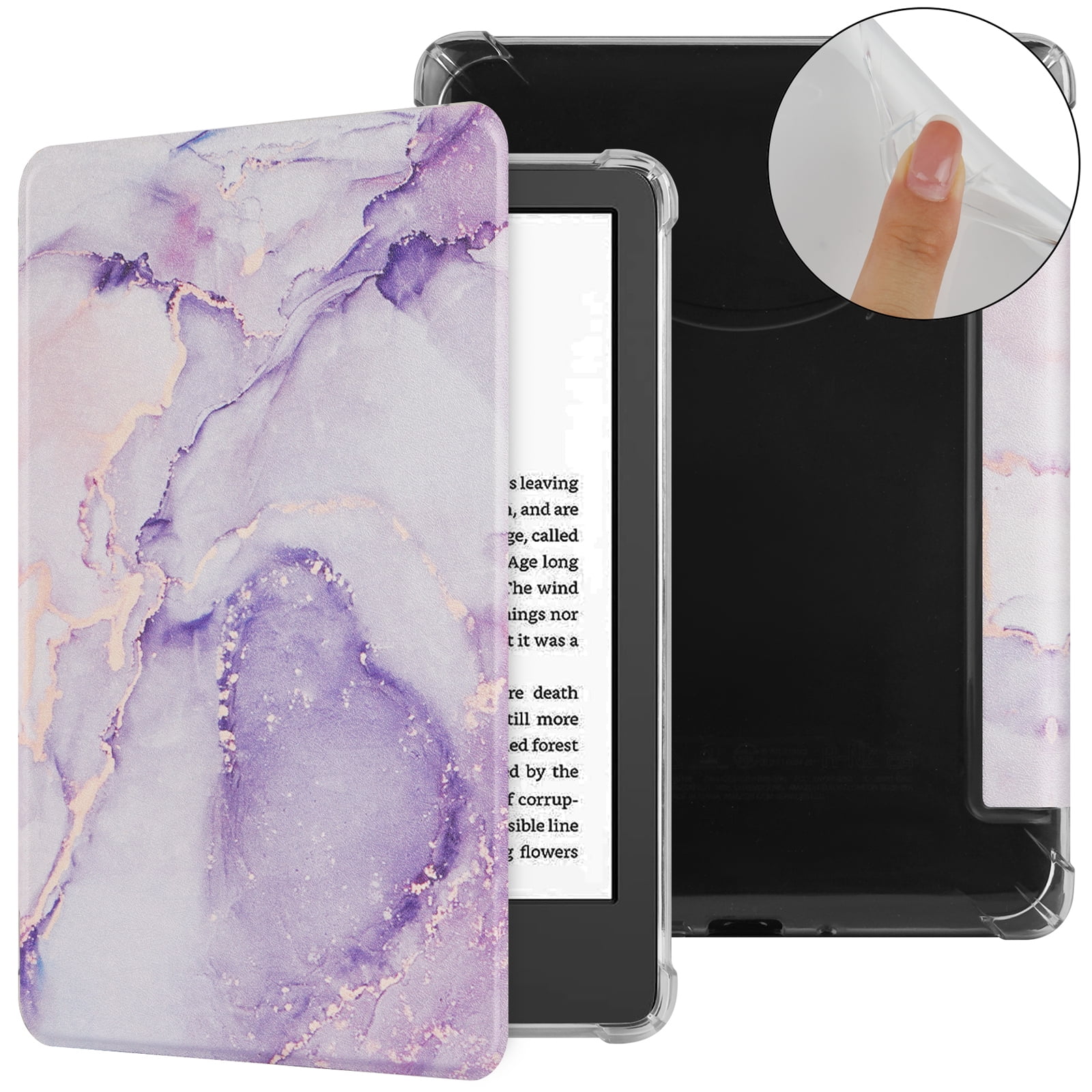 PU Leather + Clear Soft TPU Back Case for Kindle Paperwhite 12th Gen ...