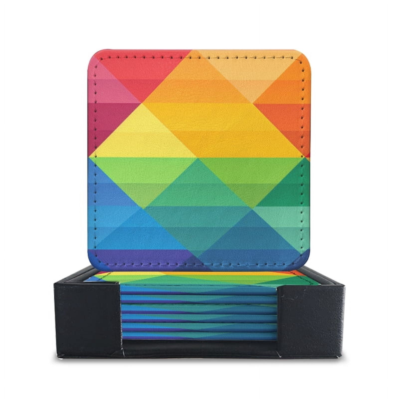 PU Leather Coasters for Drinks Bar Beer,Set of 6 with Holder,Square ...