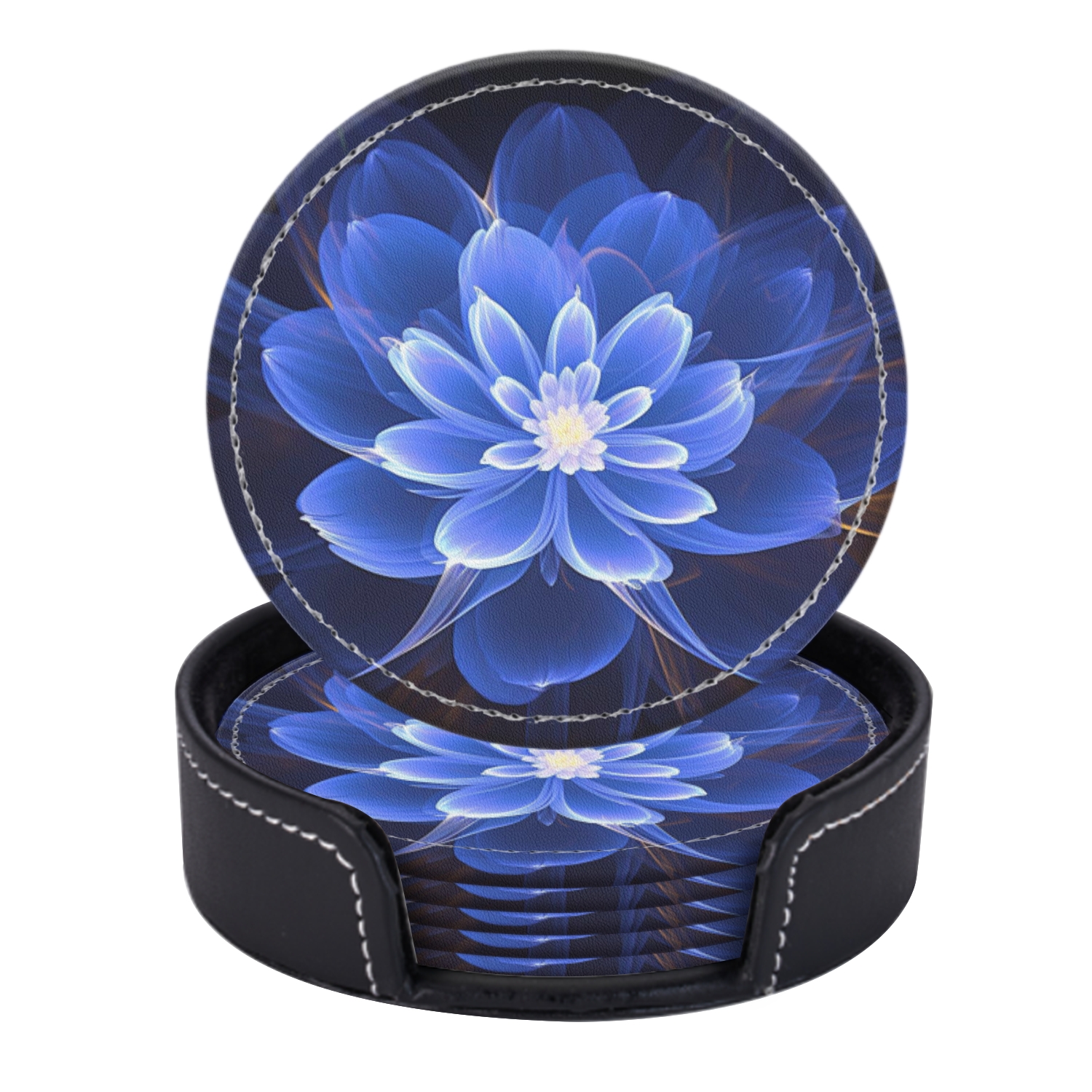 PU Leather Coasters for Drinks Bar Beer,Set of 6 with Holder,Round ...