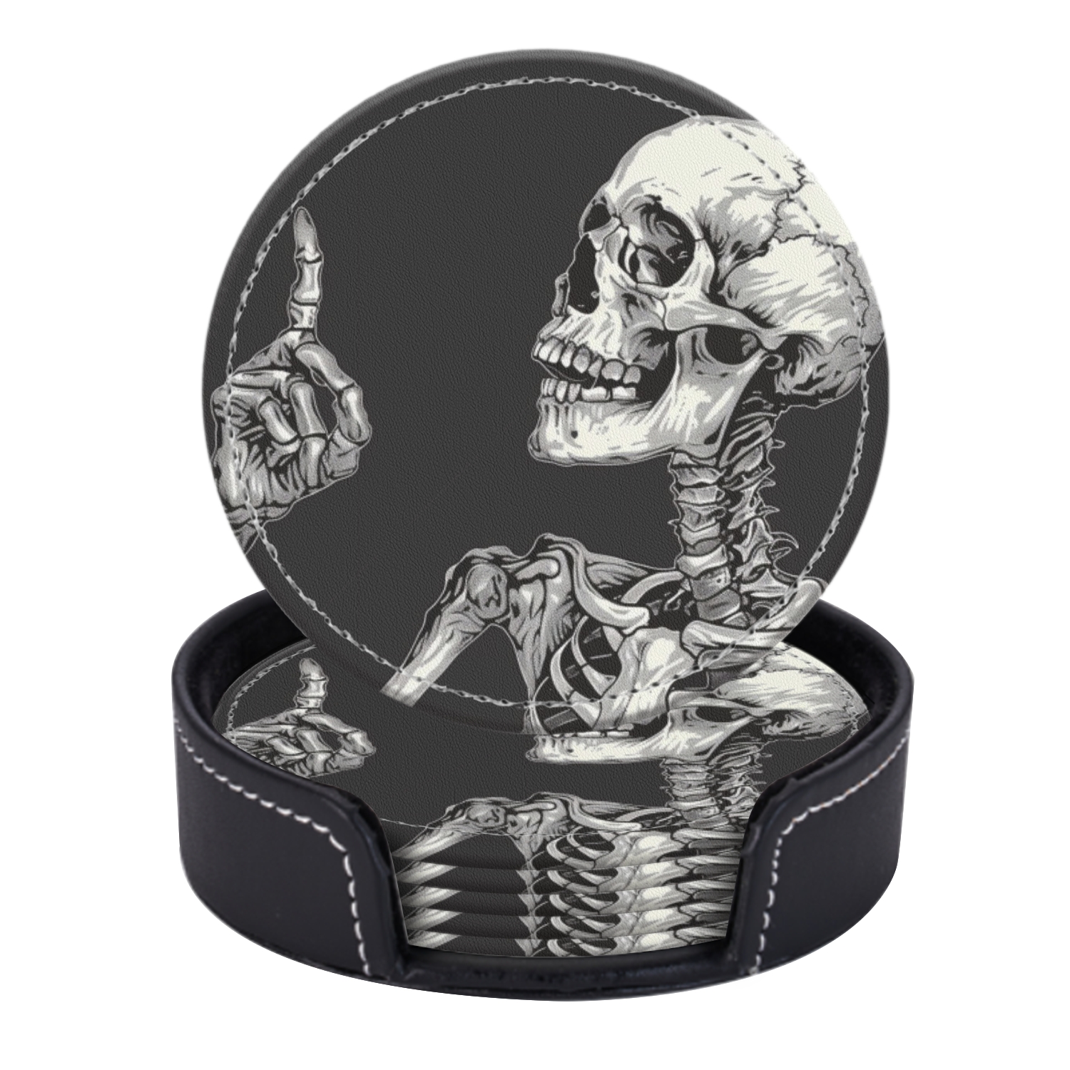 PU Leather Coasters for Drinks Bar Beer,Set of 6 with Holder,Round ...