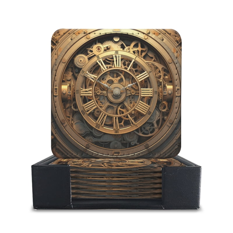 PU Leather Coasters for Drinks Bar Beer,Set of 6 with Holder,Square ...