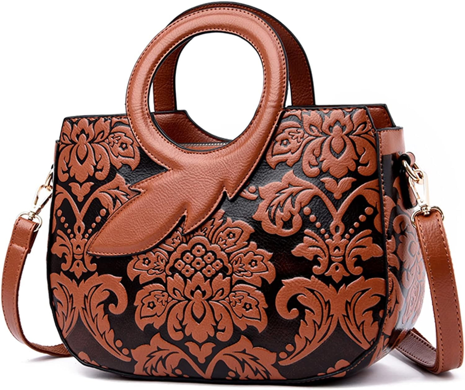 PU Leather Crossbody Shoulder Bags for Women Medium Designer Embossing Purse Top Handle Large ...