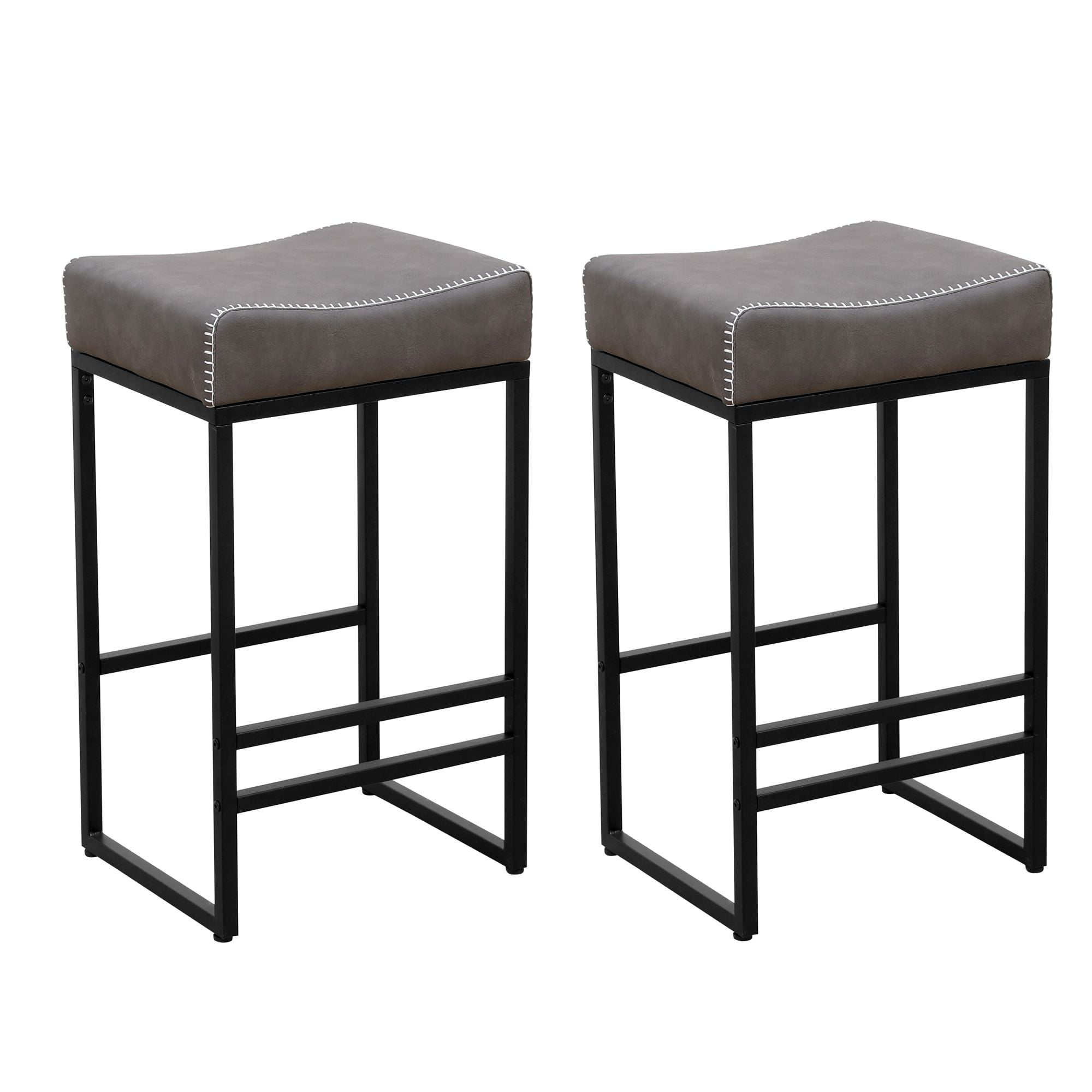 PU Leather Dining Chairs, Counter Height Bar Stools without Back, Metal ...