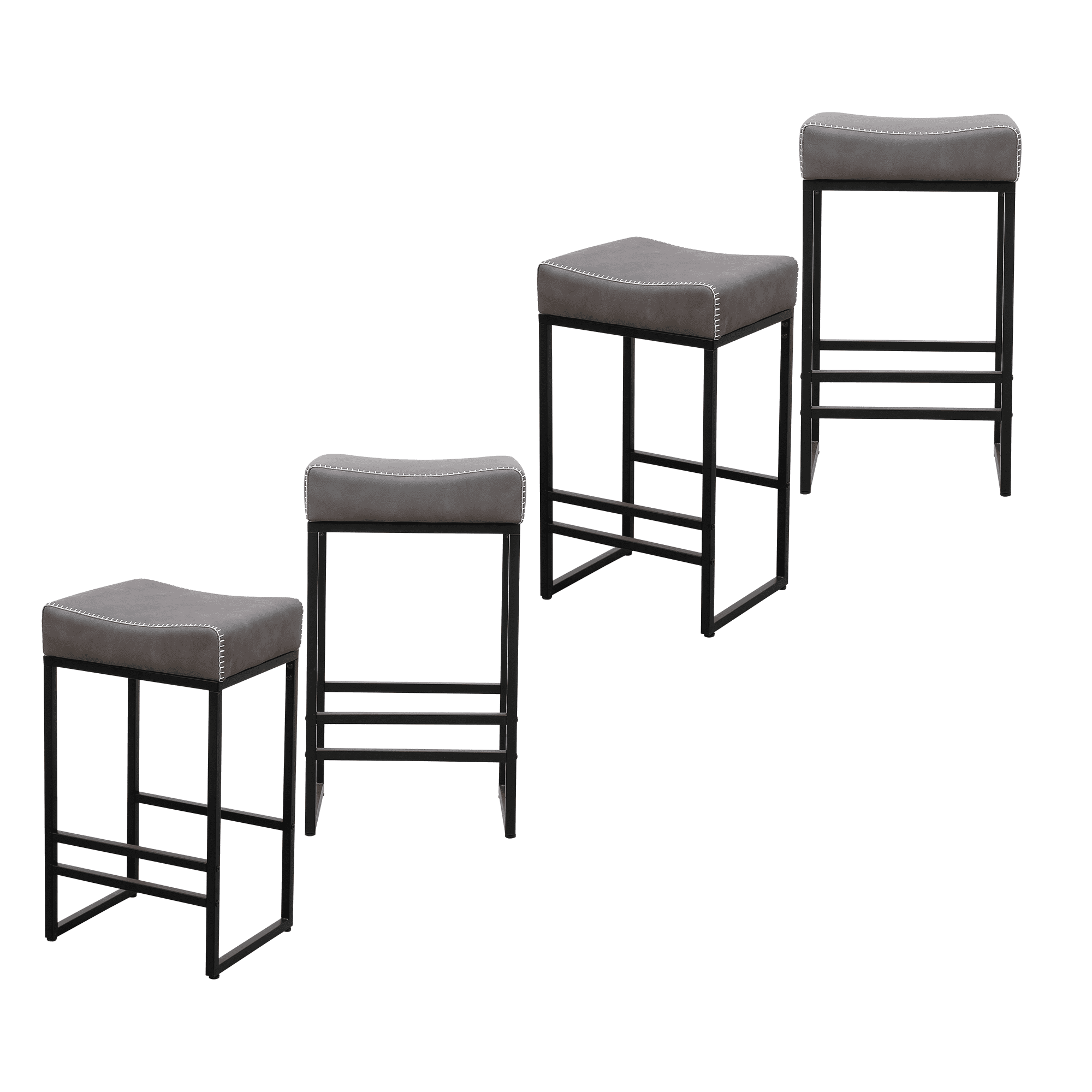 PU Leather Dining Chairs, Counter Height Bar Stools without Back, Metal ...
