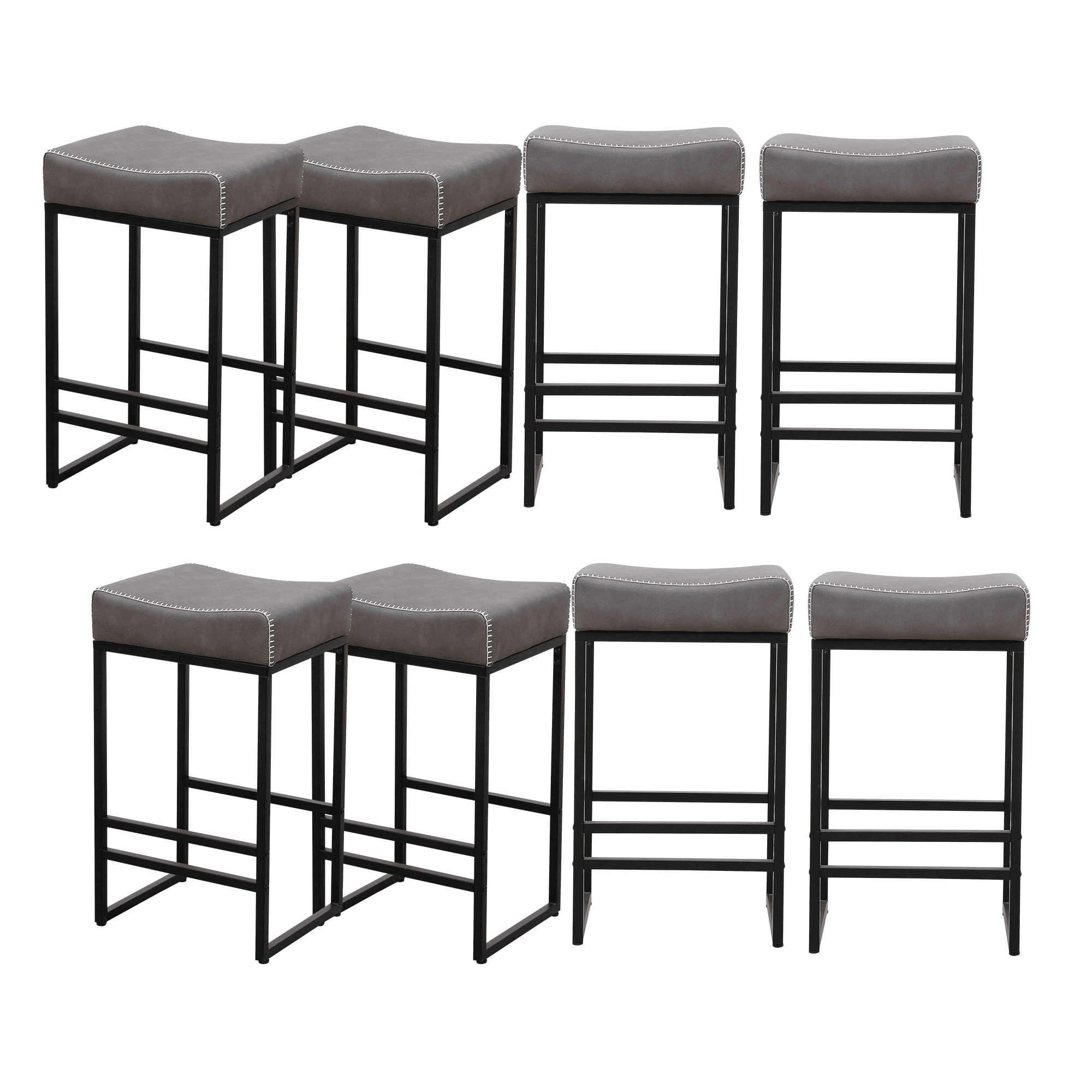 PU Leather Dining Chairs, Counter Height Bar Stools without Back, Metal ...