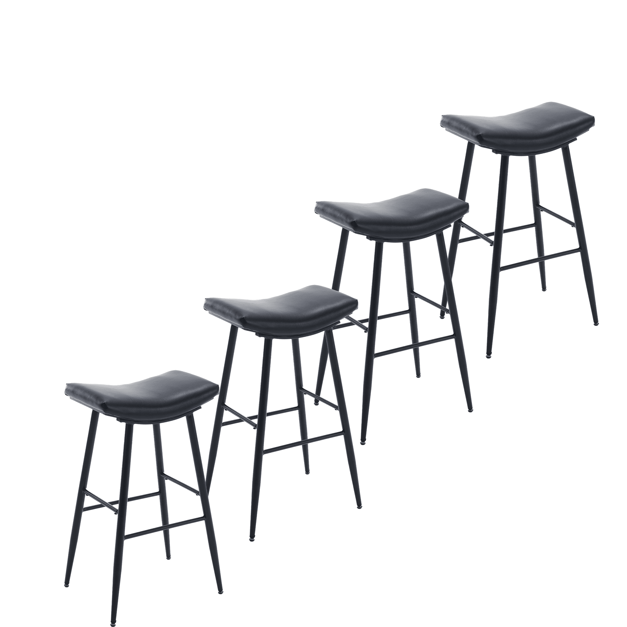 PU Leather Dining Chairs, Counter Height Bar Stools without Back, Metal ...