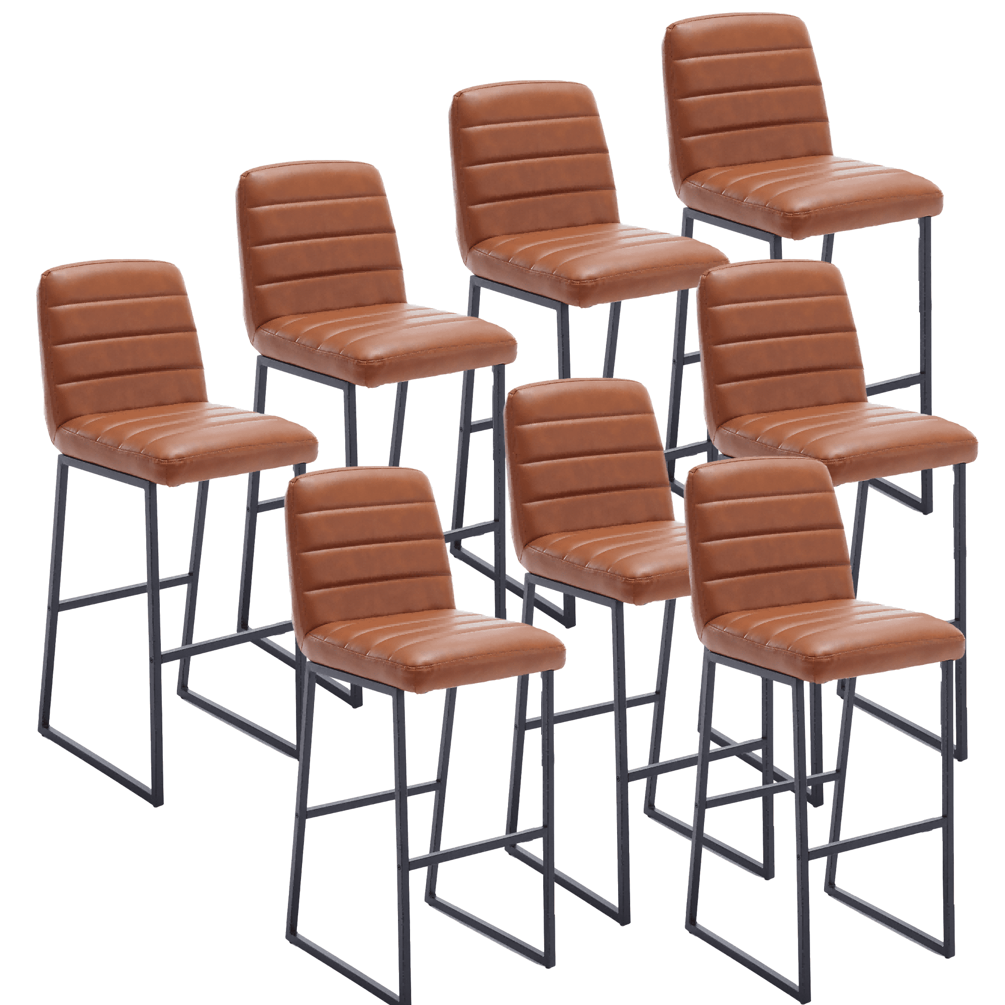 PU Leather Dining Chairs, Multifunctional Bar Stools with Black Metal ...