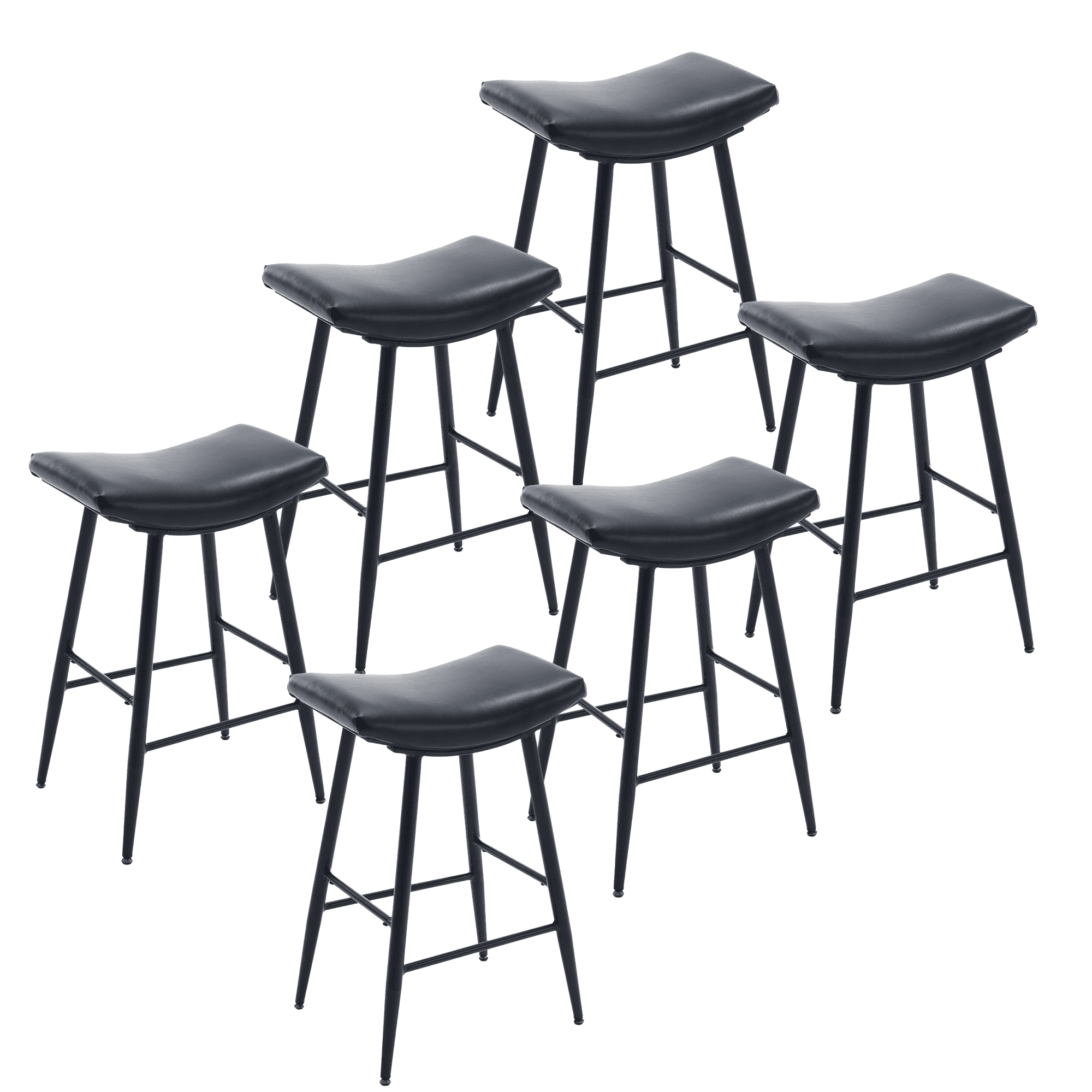 PU Leather Dining Chairs, Multifunctional Bar Stools without Back ...