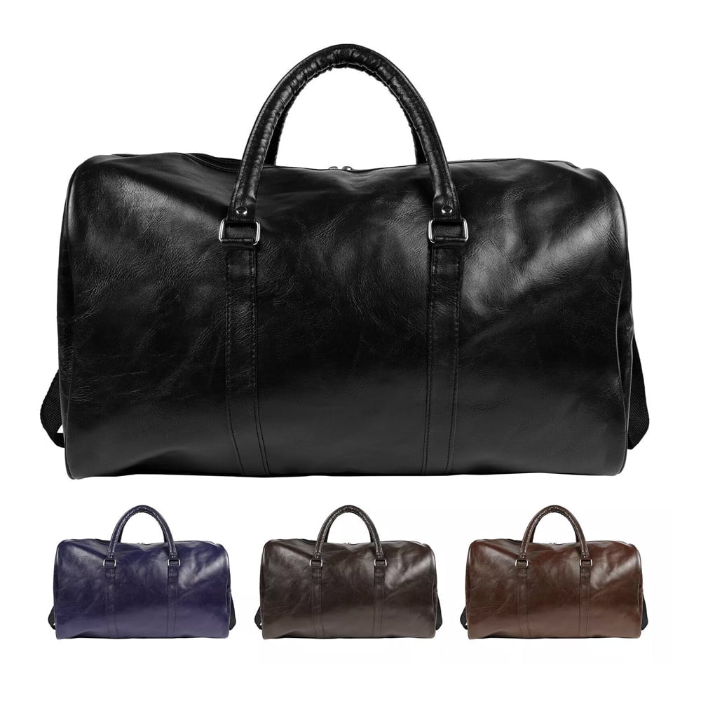 PU Leather Duffle Bags for Men, Weekender Overnight Duffel Bag, Large ...