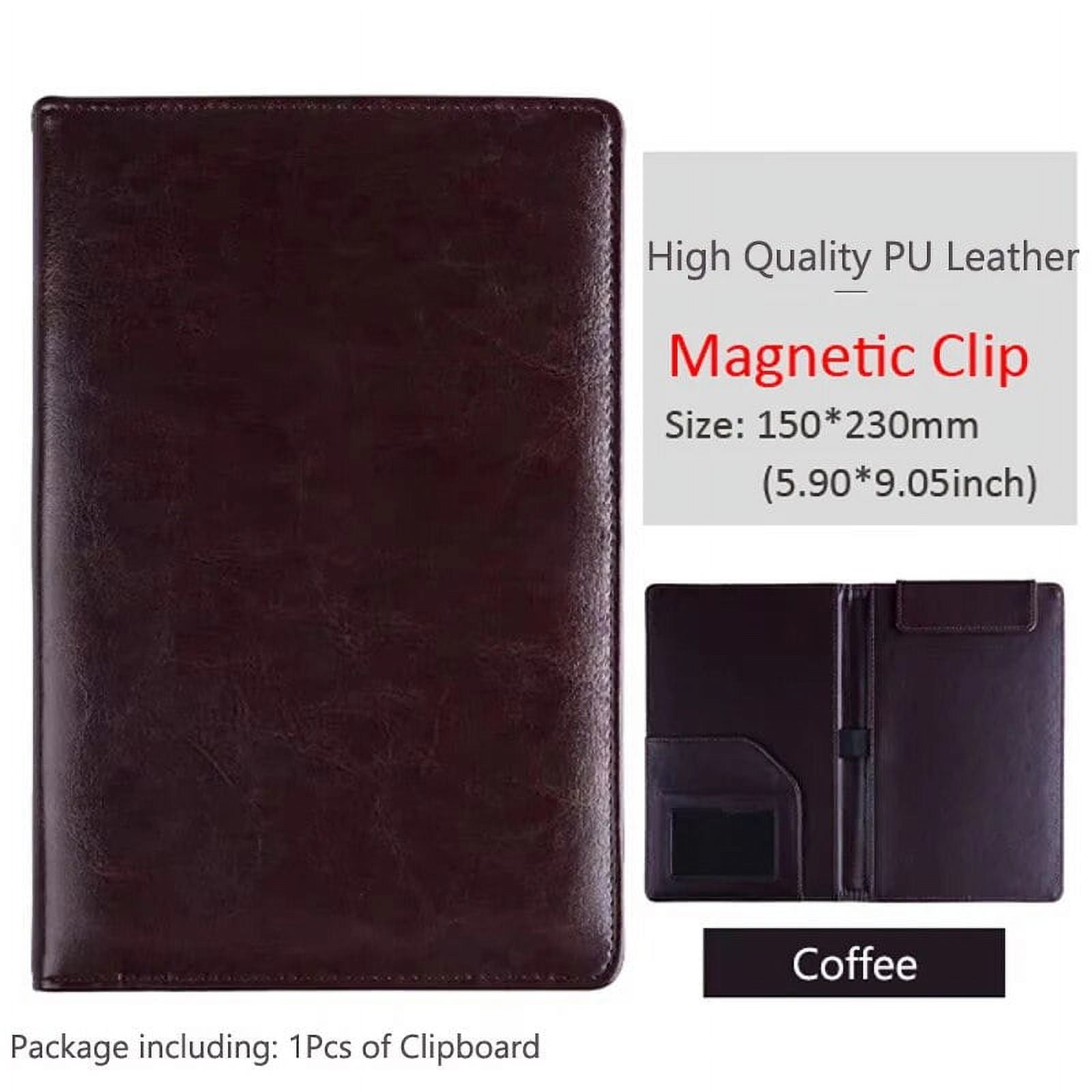 PU Leather File Folder Clipboard Document Magnetic Clip Business ...