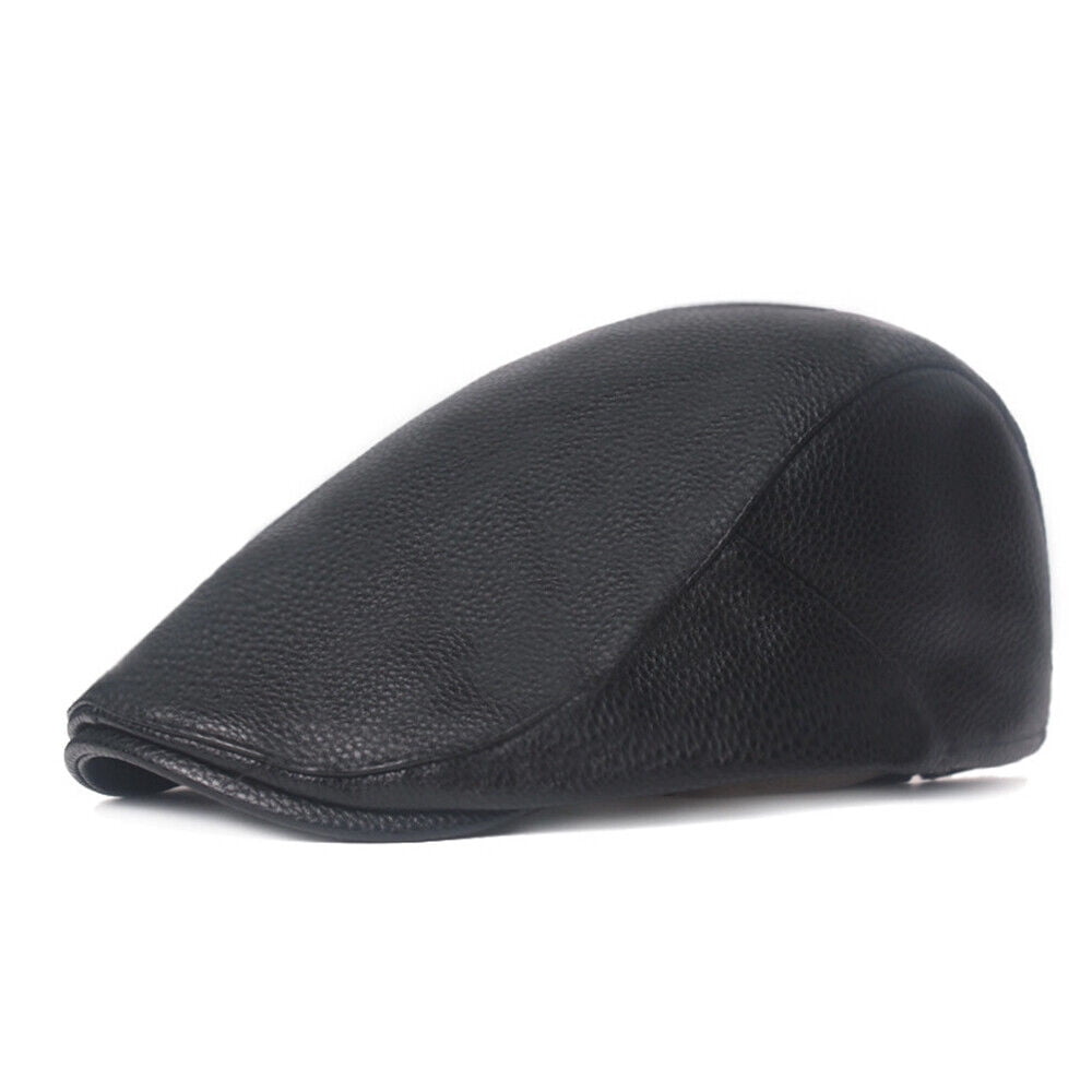 PU Leather Gatsby Cap Mens Ivy Hat Golf Driving Flat Cabbie Newsboy Cap ...