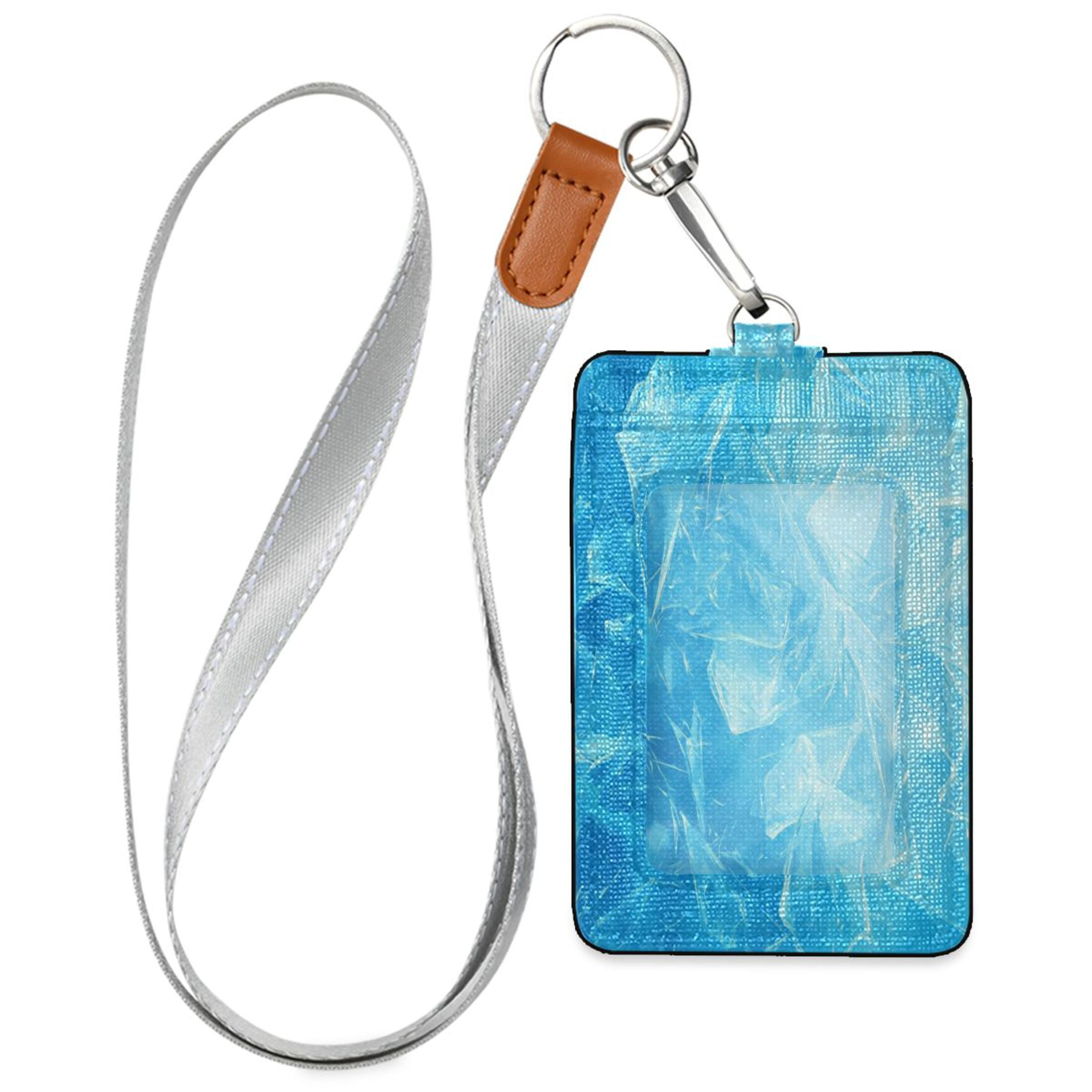 PU Leather ID Badge Holder Stylish Badge Holders with Lanyard (4.3x2 ...